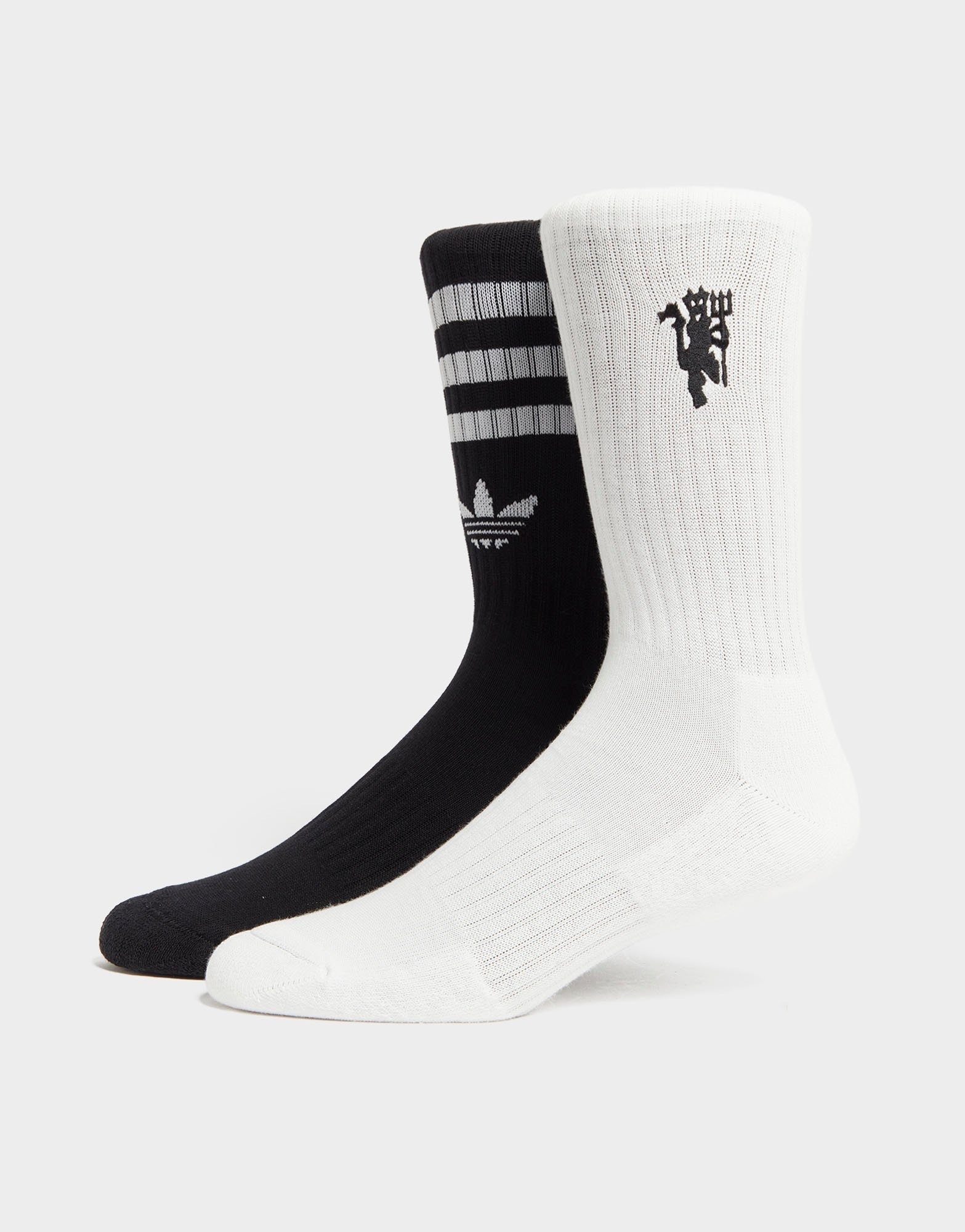 White adidas Originals 2-Pack Manchester United FC Crew Socks - JD ...