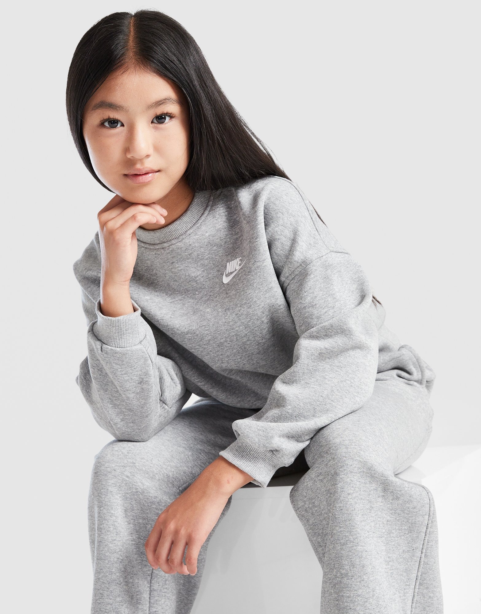 Grey Nike Girls' Club Fleece Crop Crew Sweatshirt Junior - JD Sports ...