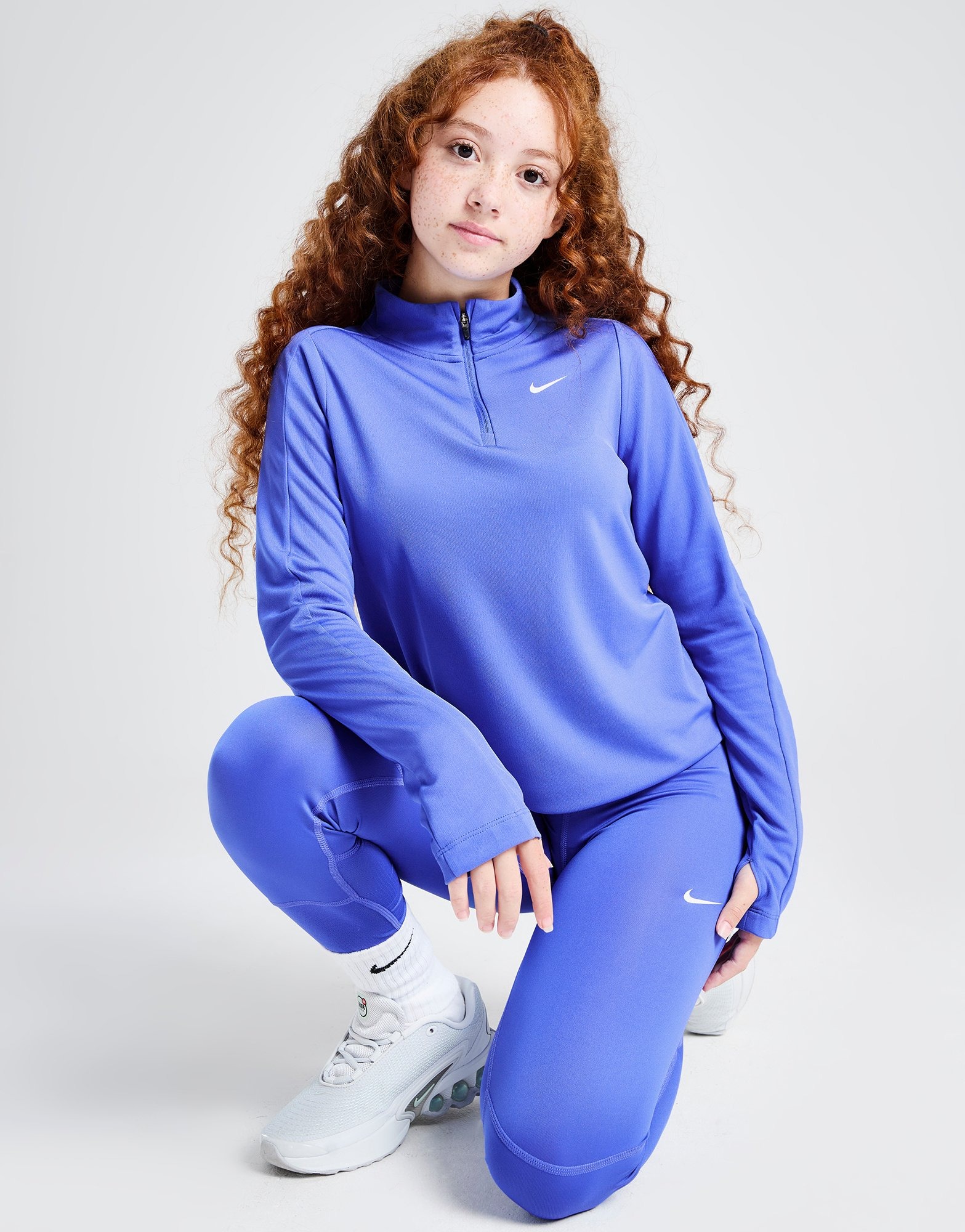Blue Nike Girls' Dri-FIT Long Sleeve 1/2 Zip Top Junior - JD Sports NZ