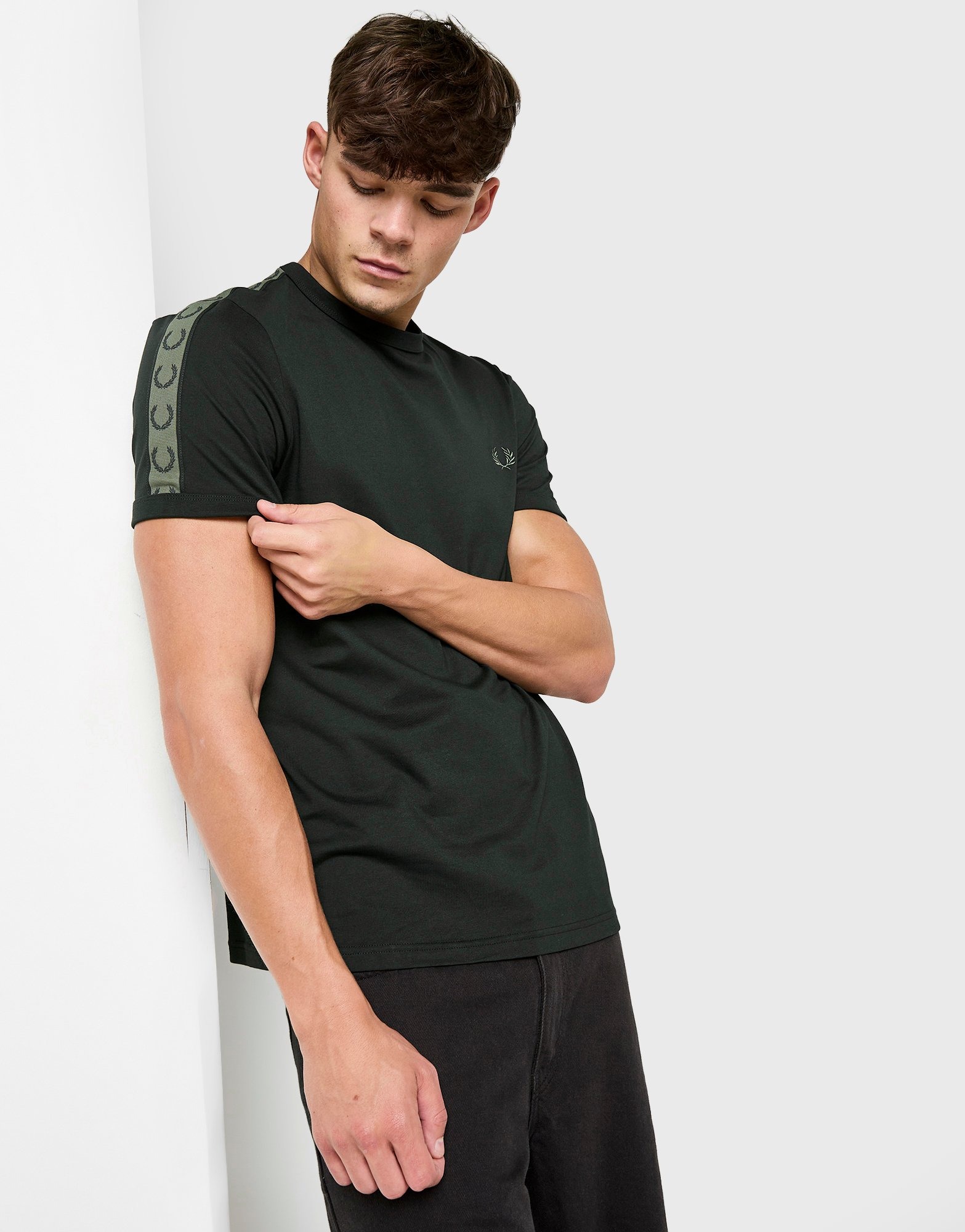 Green Fred Perry Tape Ringer T-Shirt | JD Sports UK