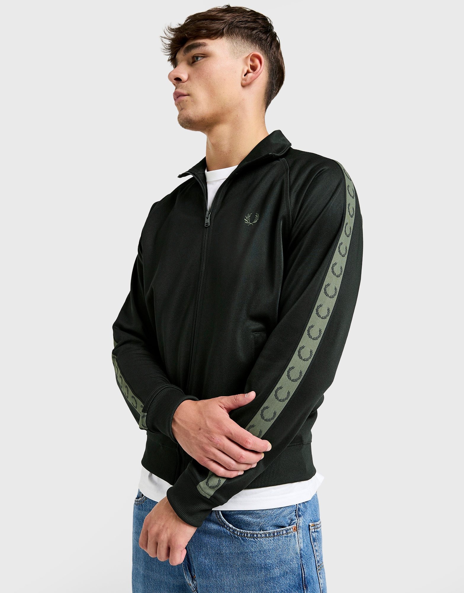 Vihreä Fred Perry Taped Track Top - JD Sports Finland