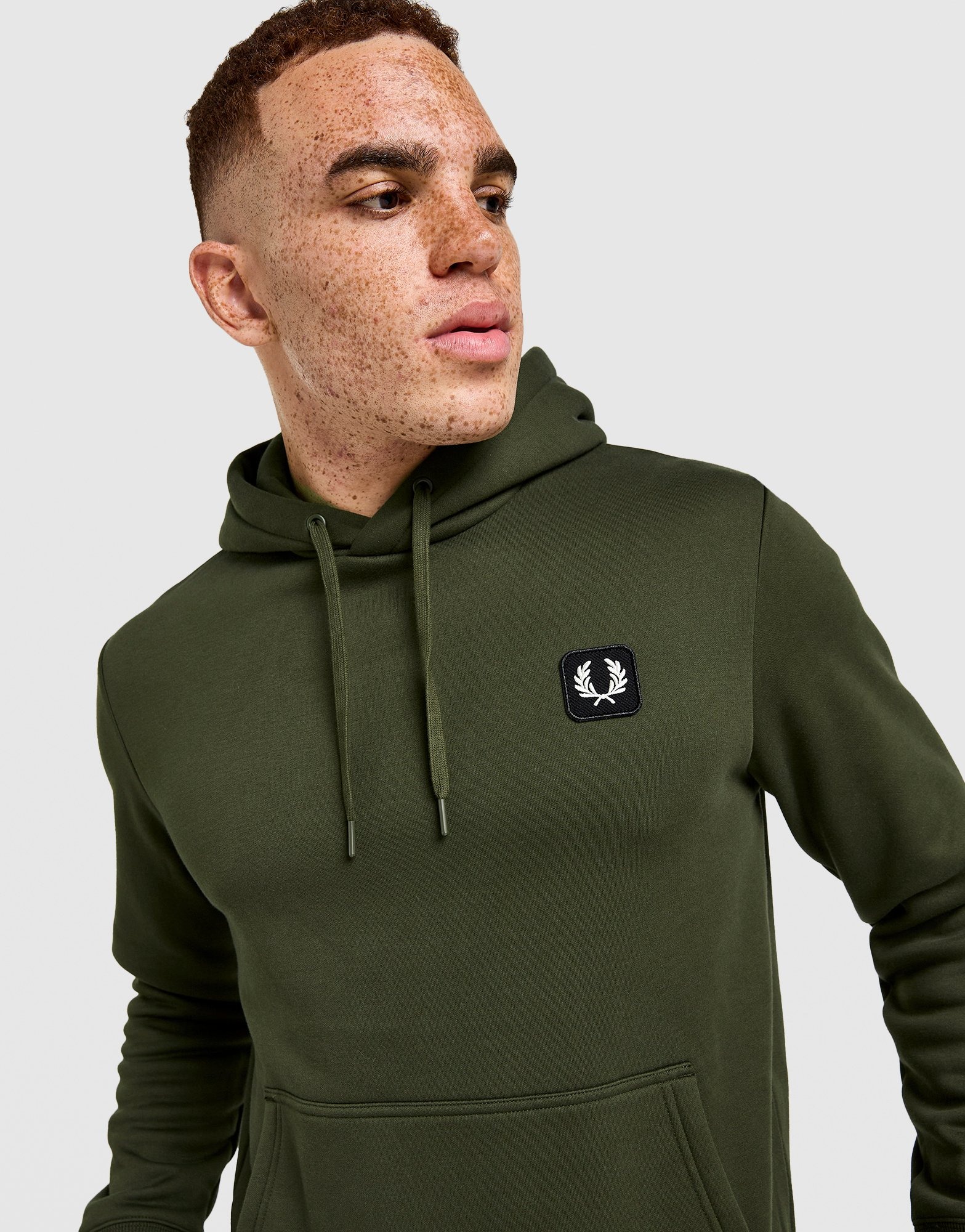 Green Fred Perry Badge Overhead Hoodie | JD Sports UK