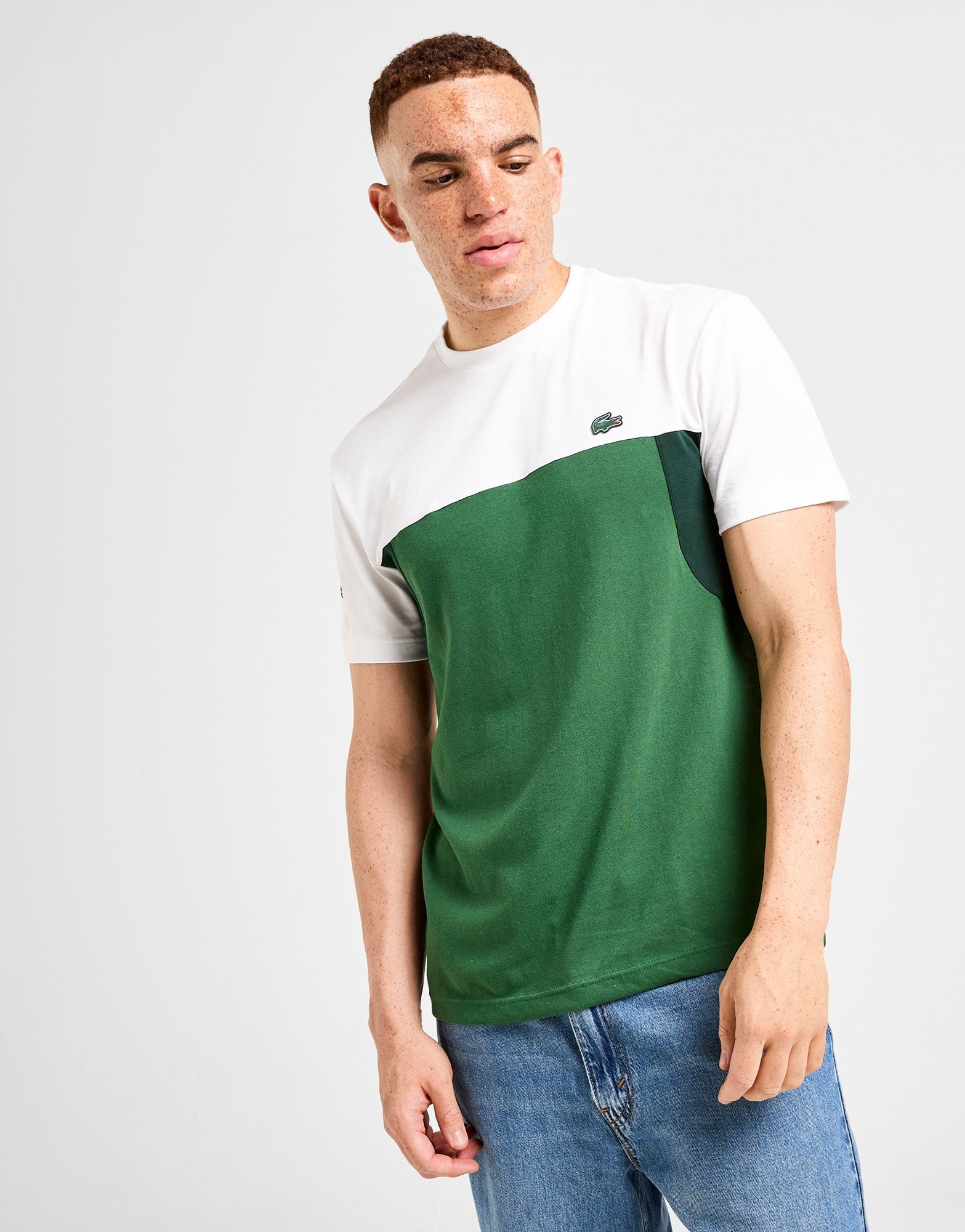 Green Lacoste Colour Block Panel T-Shirt | JD Sports UK