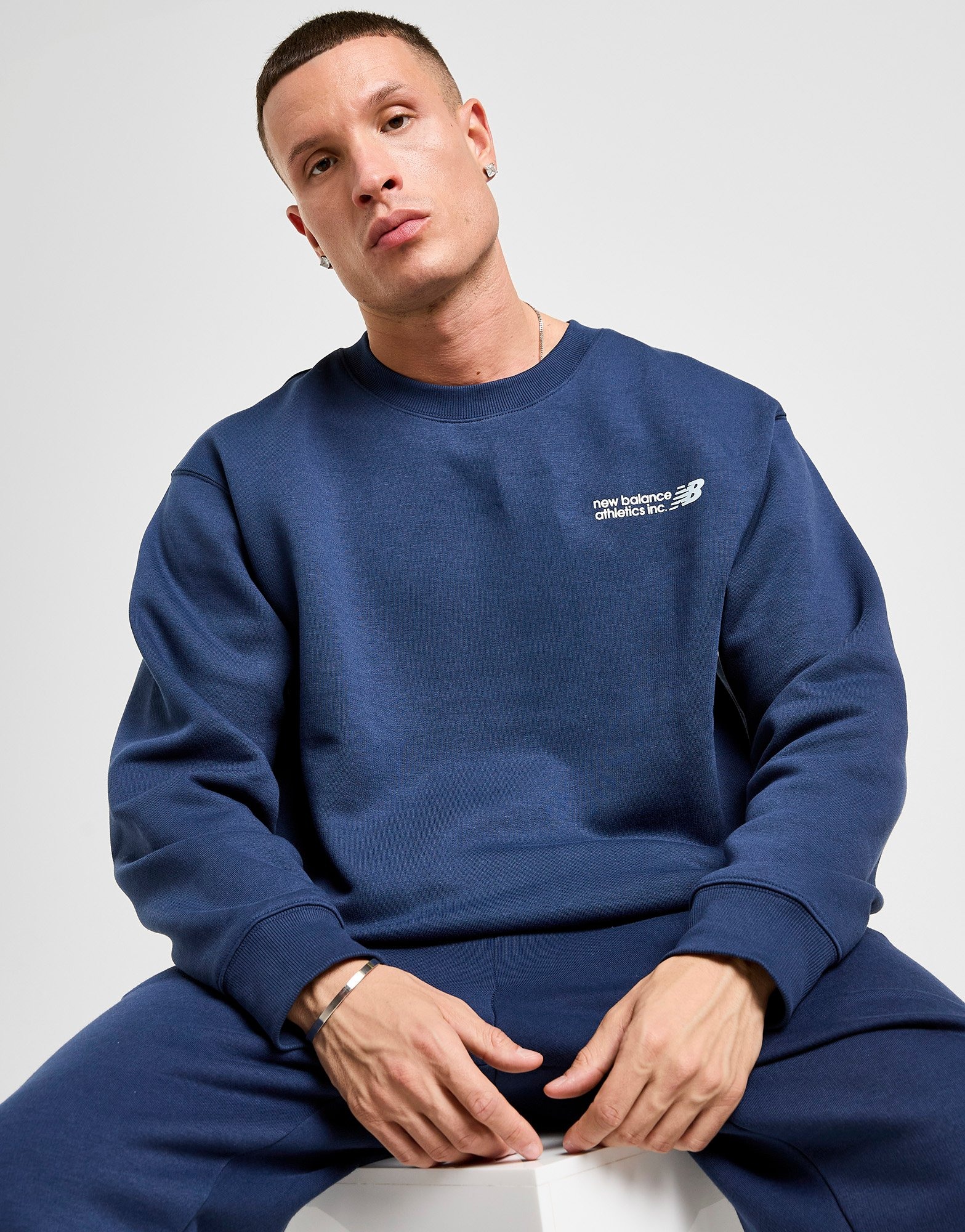 Blue New Balance Core Logo Crew Sweatshirt - JD Sports Ireland