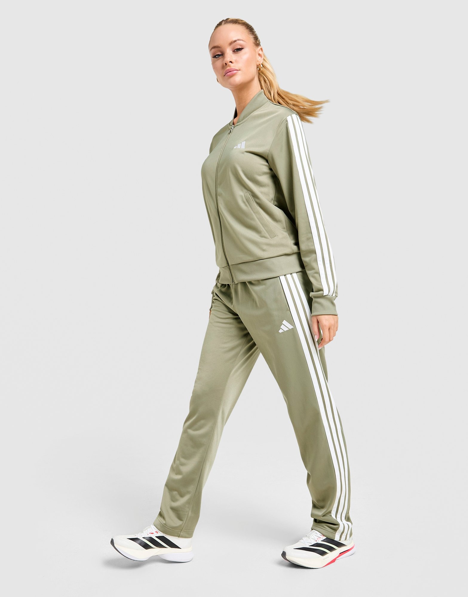 Green adidas 3-Stripes Essential Tracksuit | JD Sports UK