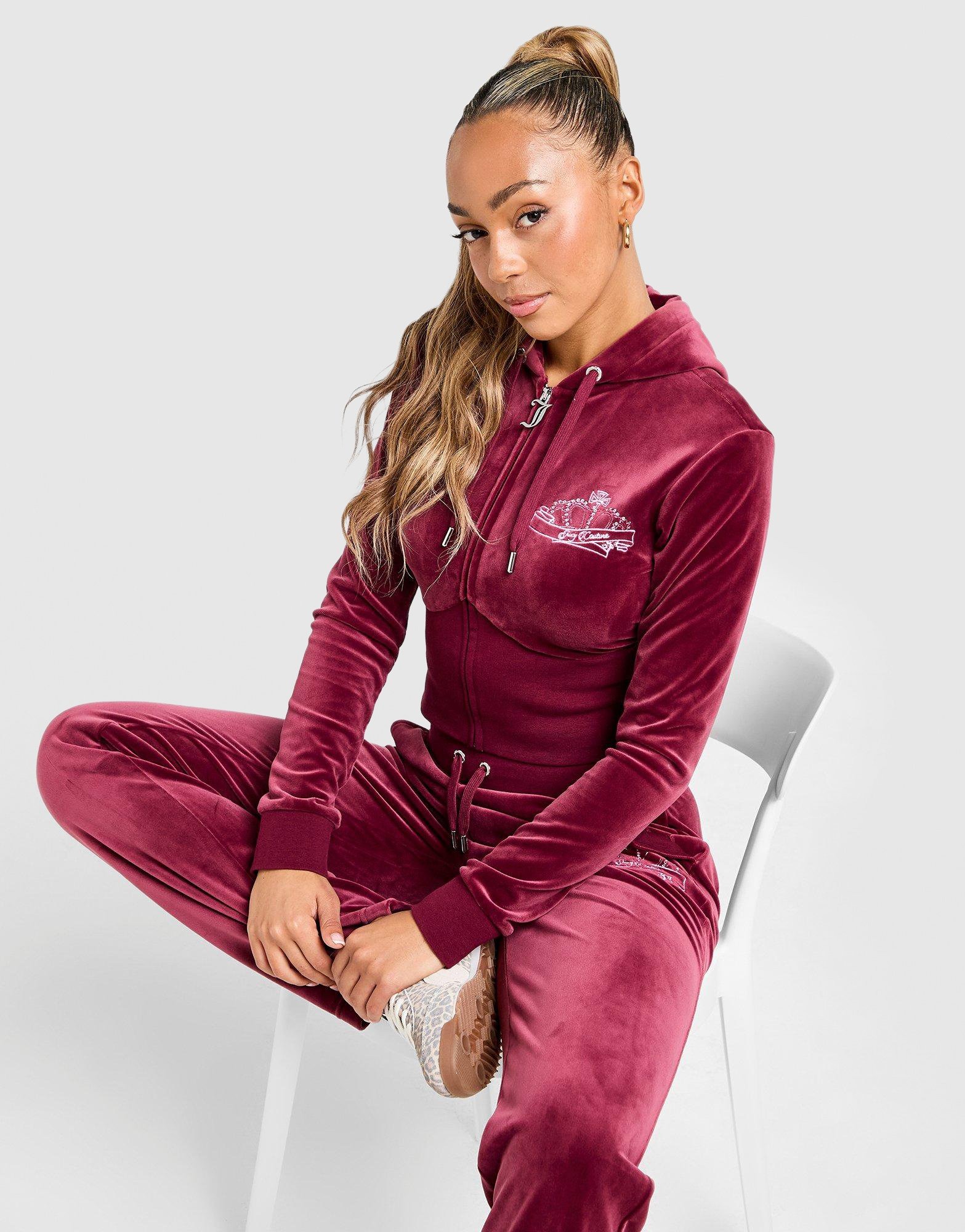 JUICY COUTURE Sweat à capuche corset velours Crown Rouge- JD Sports France