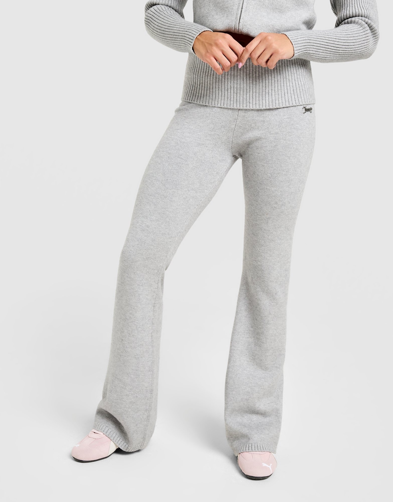 Grey JUICY COUTURE Knit Fold Over Flare Joggers - JD Sports Global