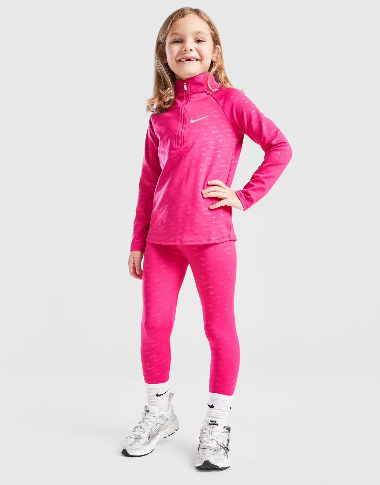 Pink Nike Girls' Swoosh Pacer 1/2 Zip/Leggings Set Children | JD Sports UK