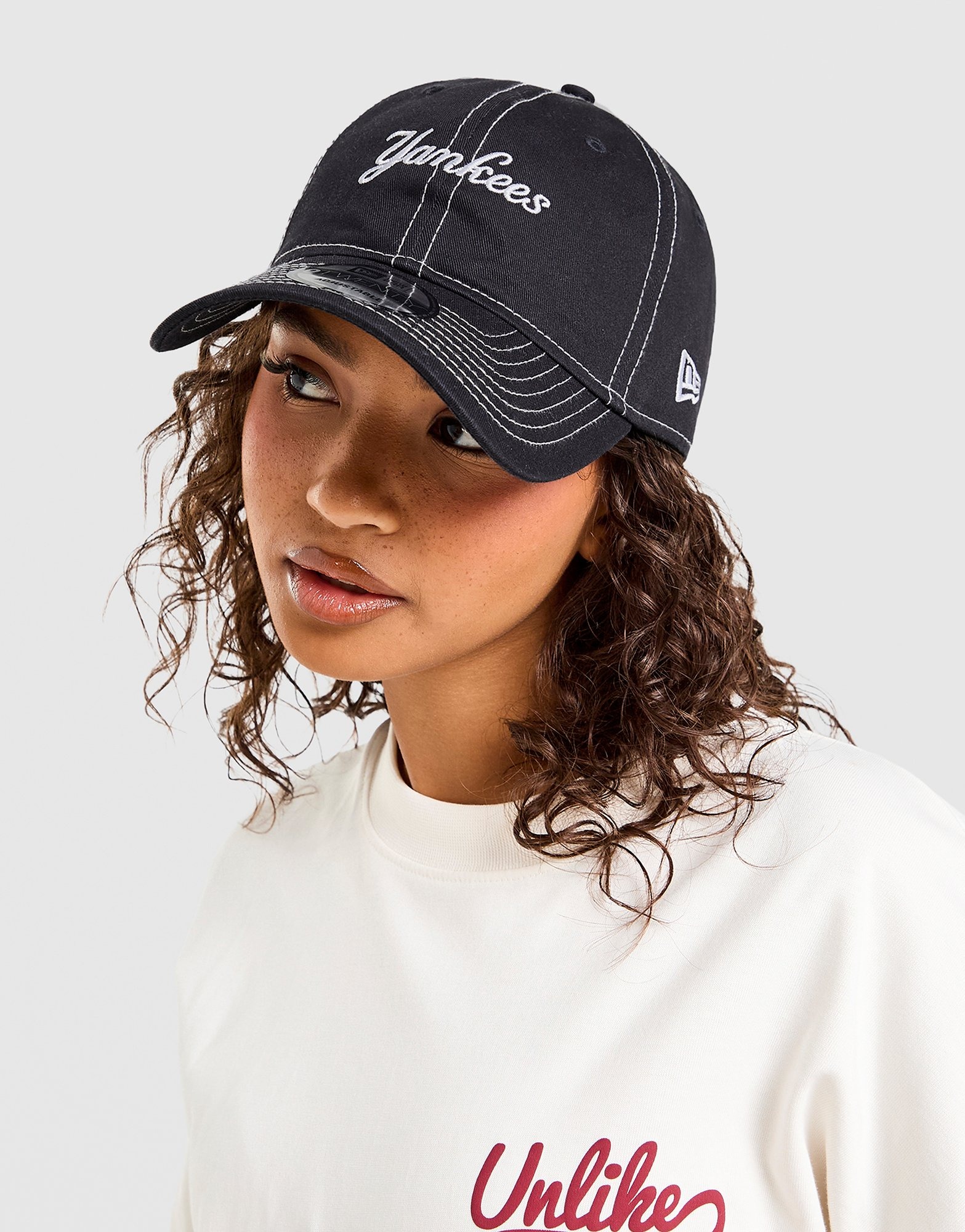 Blue New Era MLB New York Yankees Contrast Stitch 9TWENTY Cap - JD ...
