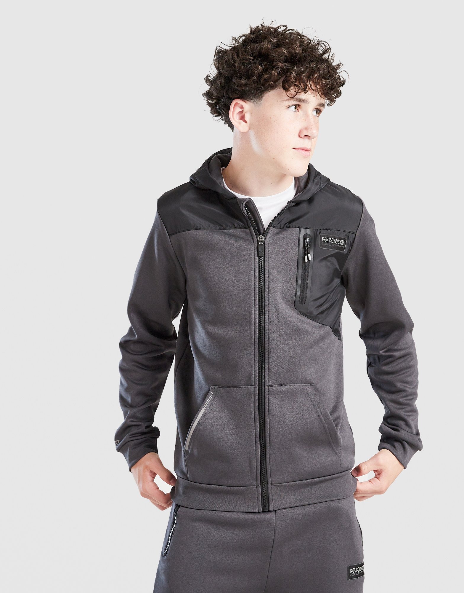 Grey McKenzie Nitro Poly Full Zip Hoodie Junior - JD Sports NZ