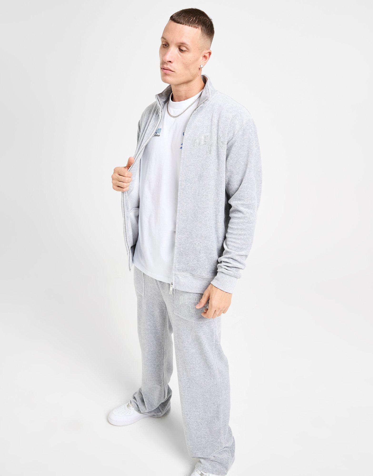 Grijs Dirty London Reed Velour Full Zip Track Top - JD Sports Nederland
