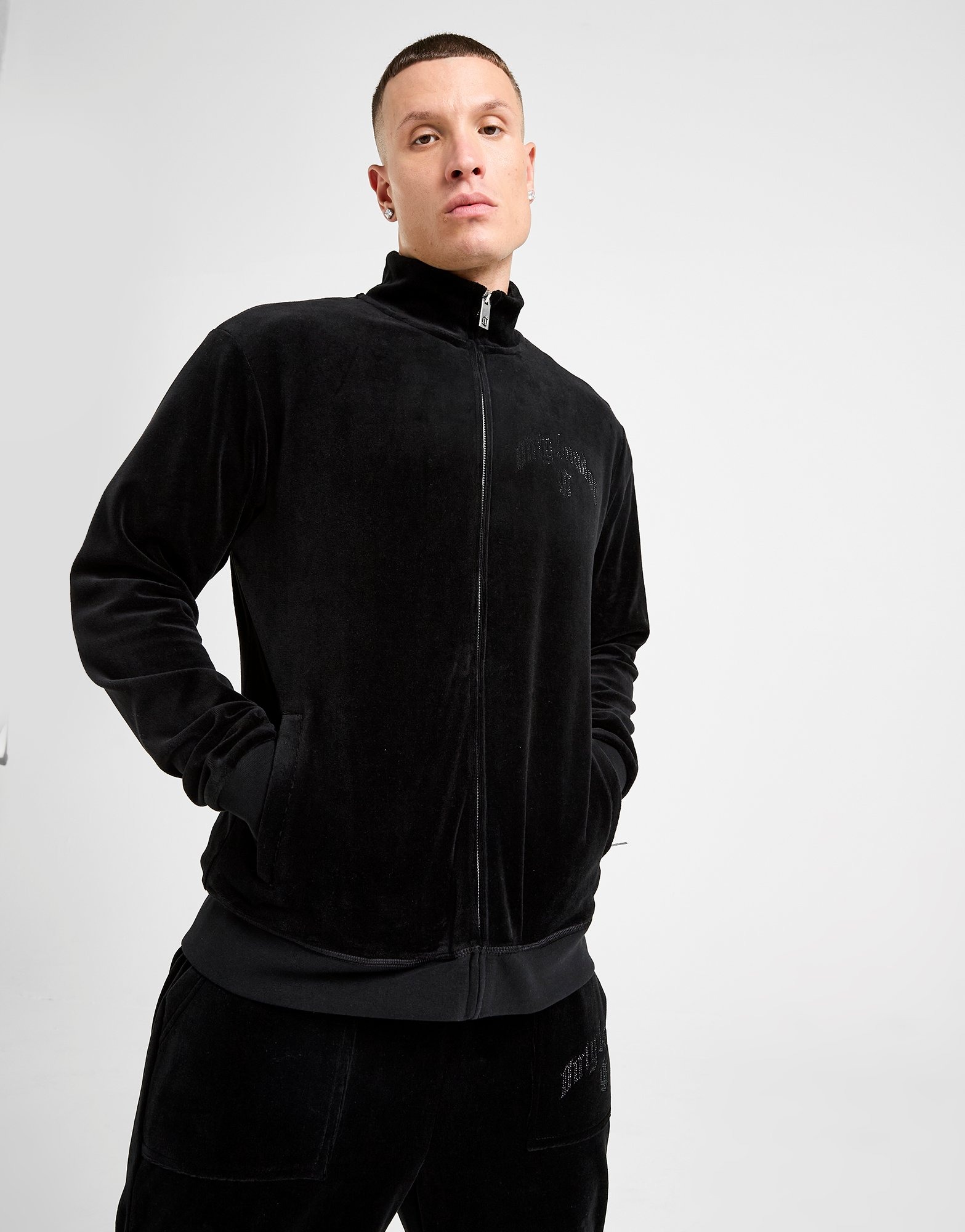 Black Dirty London Reed Velour Full Zip Track Top - JD Sports Global