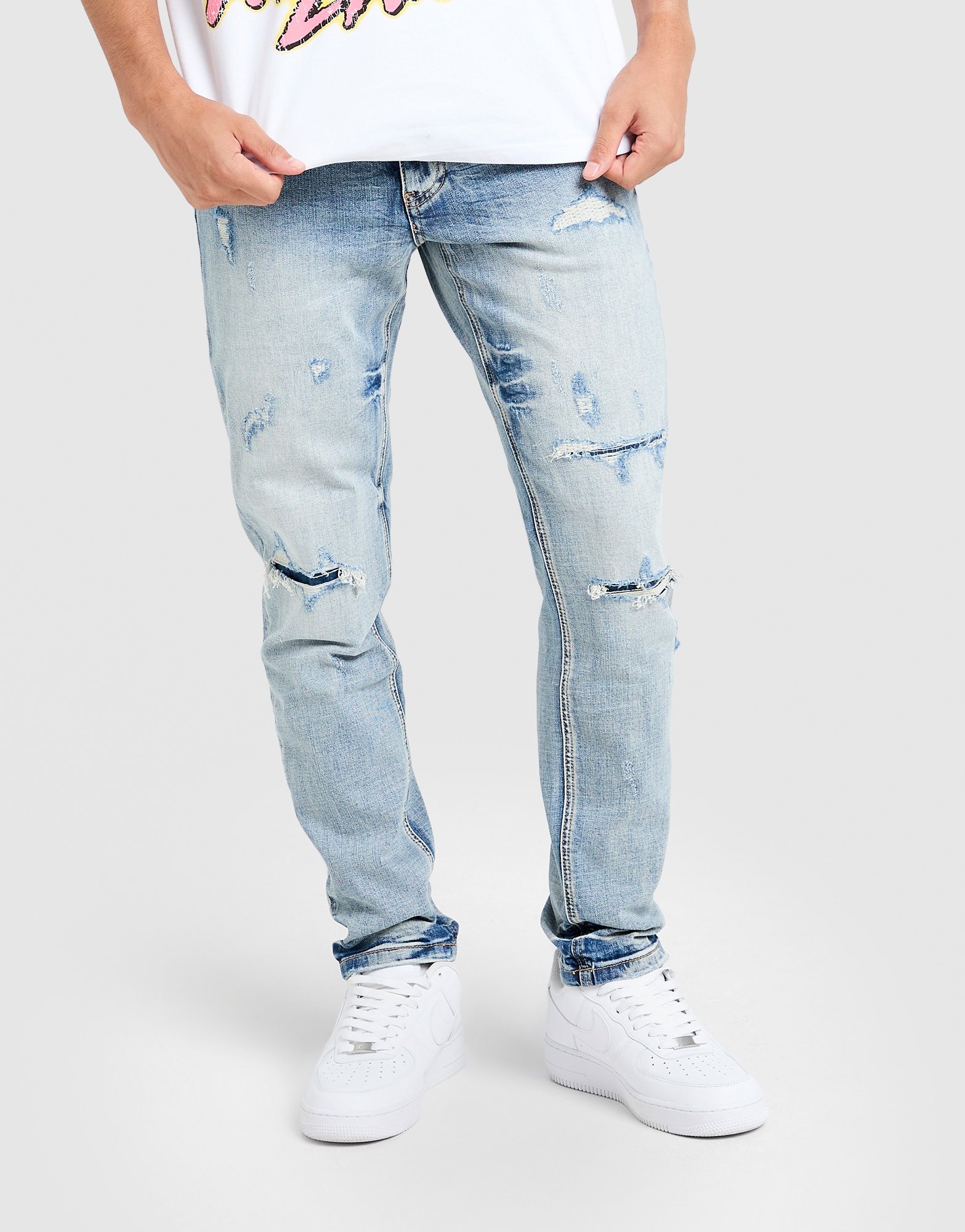 Blue Supply & Demand Omar Slim Ripped Jeans | JD Sports UK