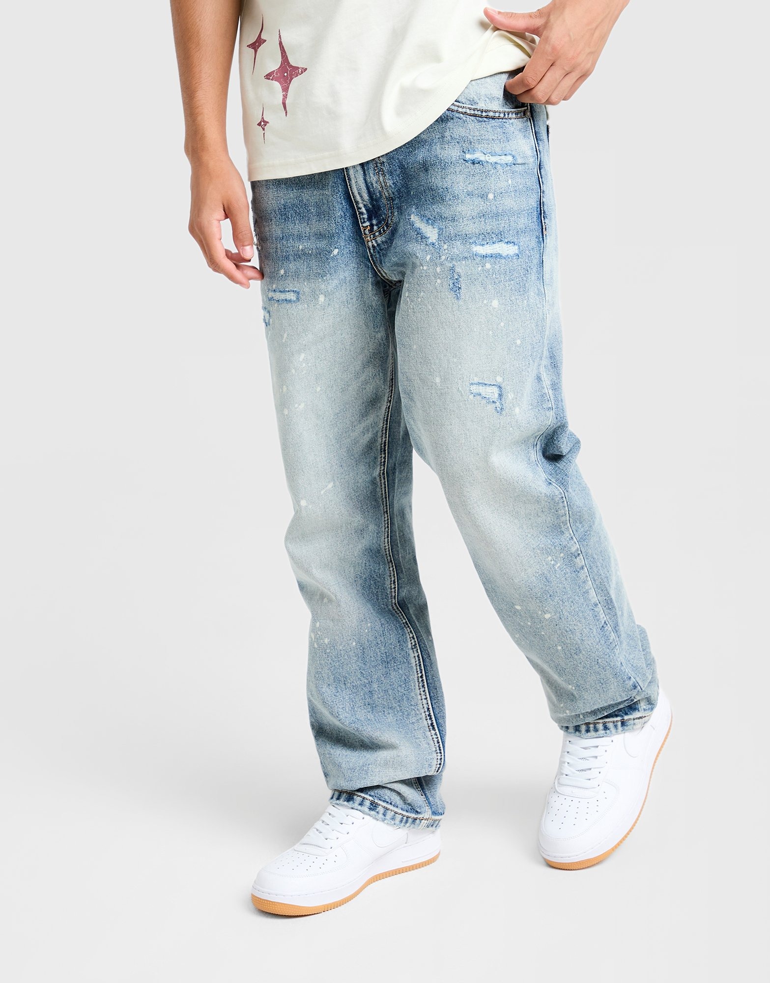 Blue Supply & Demand Etch Relaxed Ripped Jeans - JD Sports Ireland