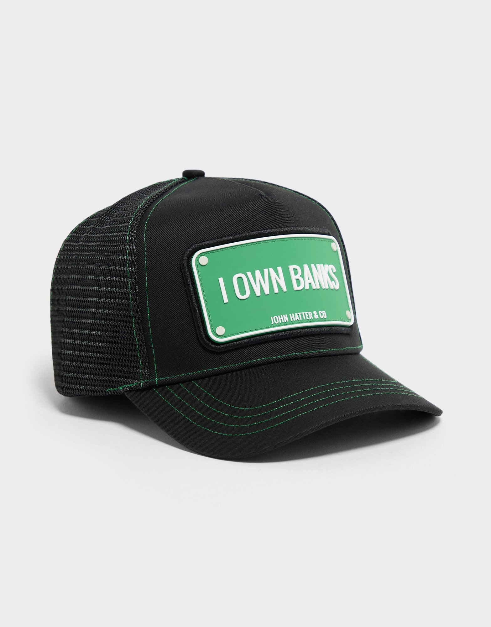 Black John Hatter & Co I Own Banks Rubber Trucker Cap - JD Sports NZ