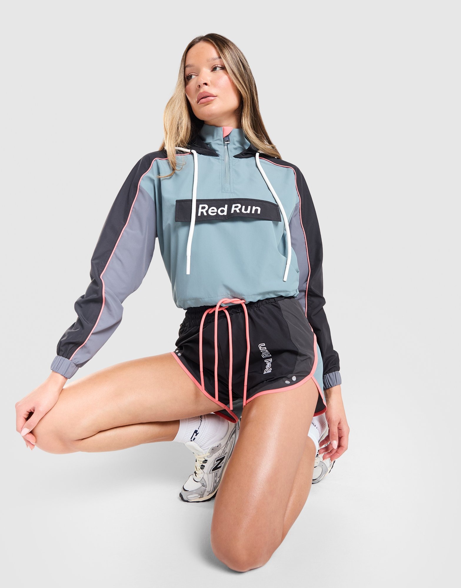 Black Red Run Activewear Outer Space Colour Block Woven Shorts | JD ...