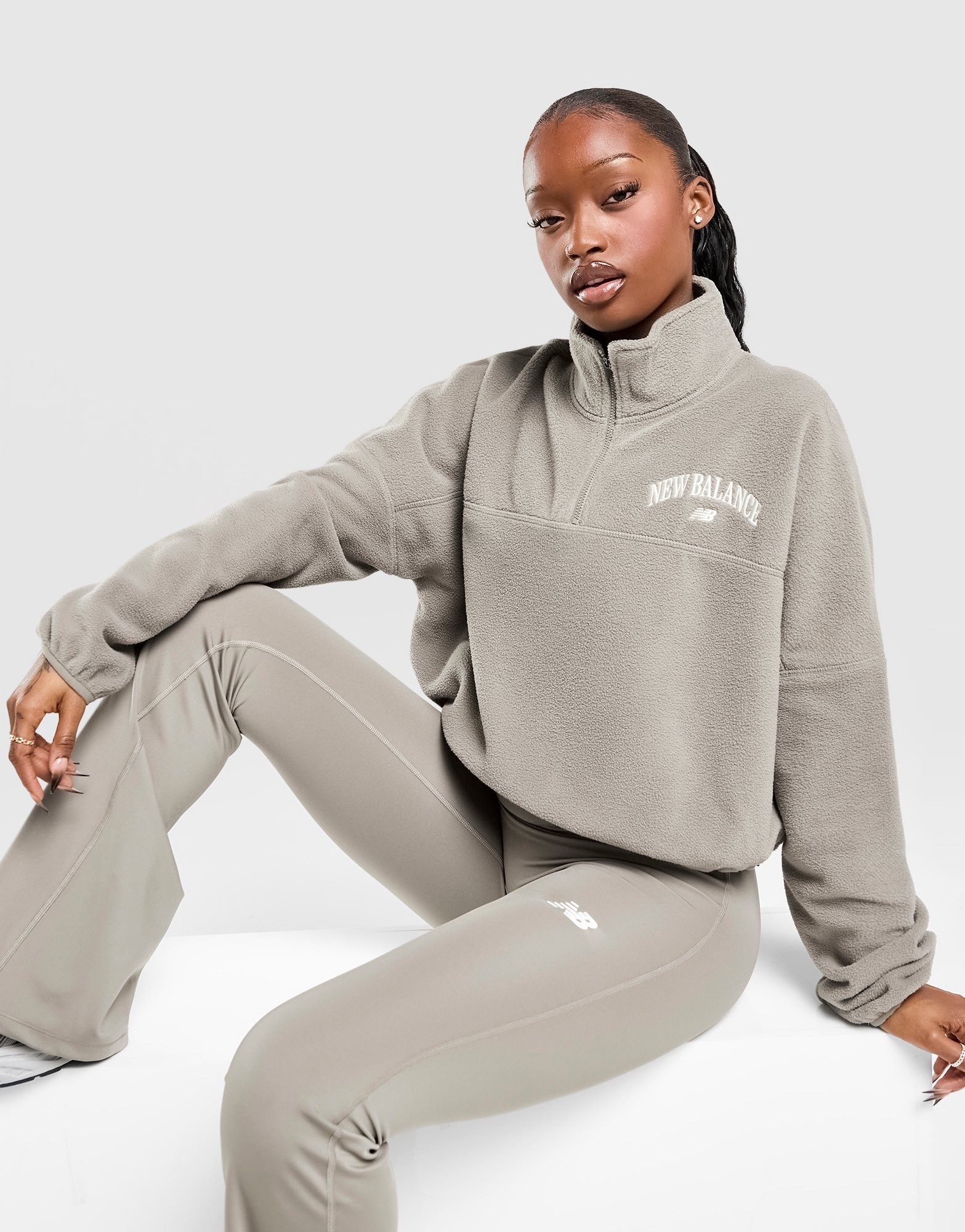 Grijs New Balance Varsity Polar Fleece 1/4 Zip Sweatshirt - JD Sports ...