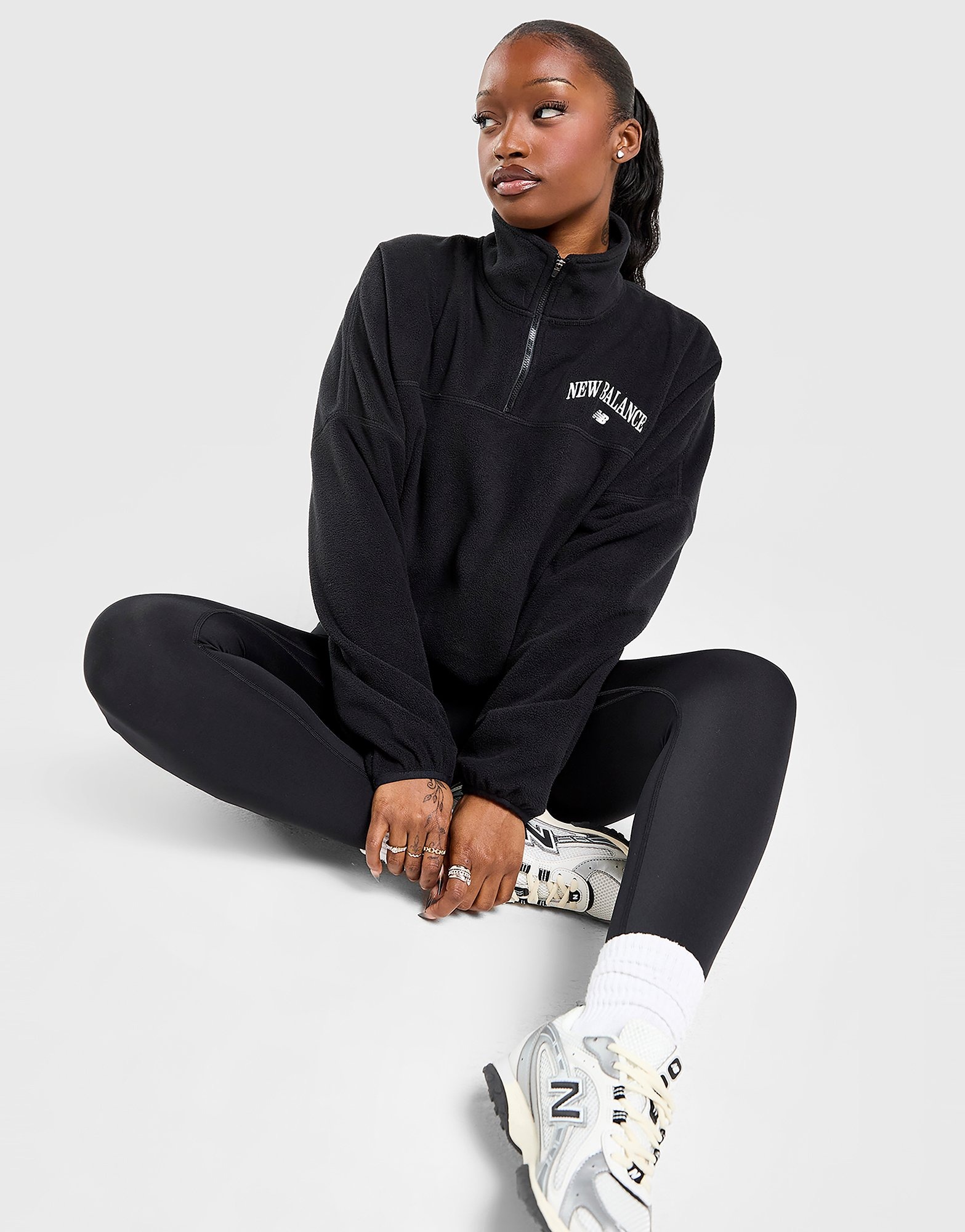 Black New Balance Varsity Polar Fleece 1/4 Zip Sweatshirt - JD Sports NZ