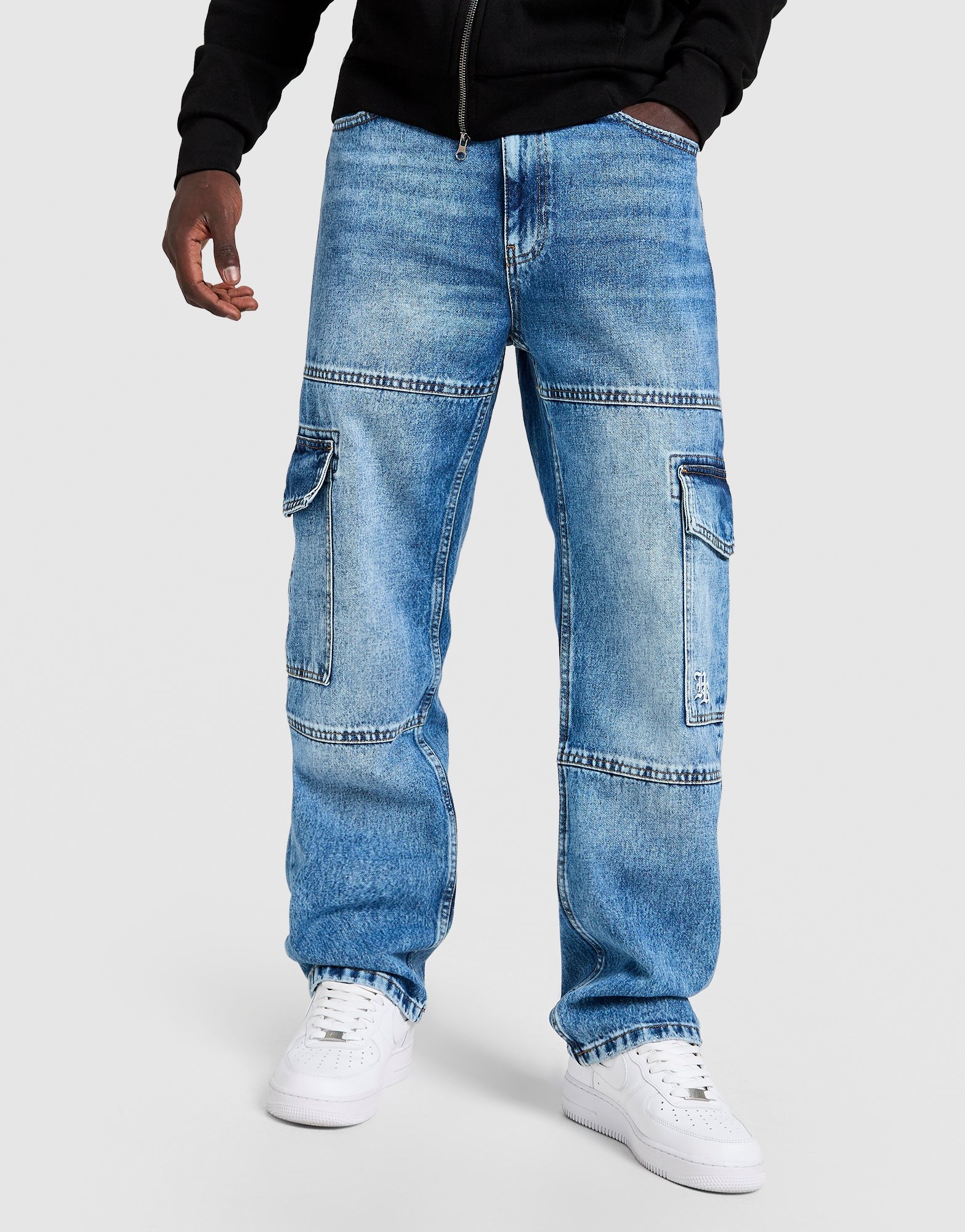Blue Hoodrich Script Cargo Denim Jeans | JD Sports UK