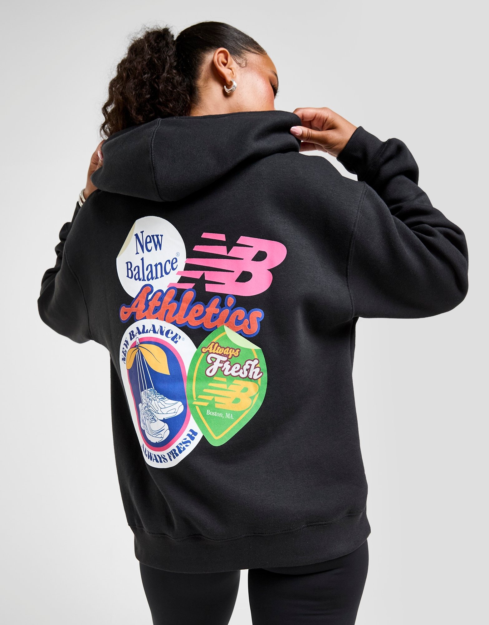 Black New Balance Sticker Overhead Hoodie - JD Sports Australia