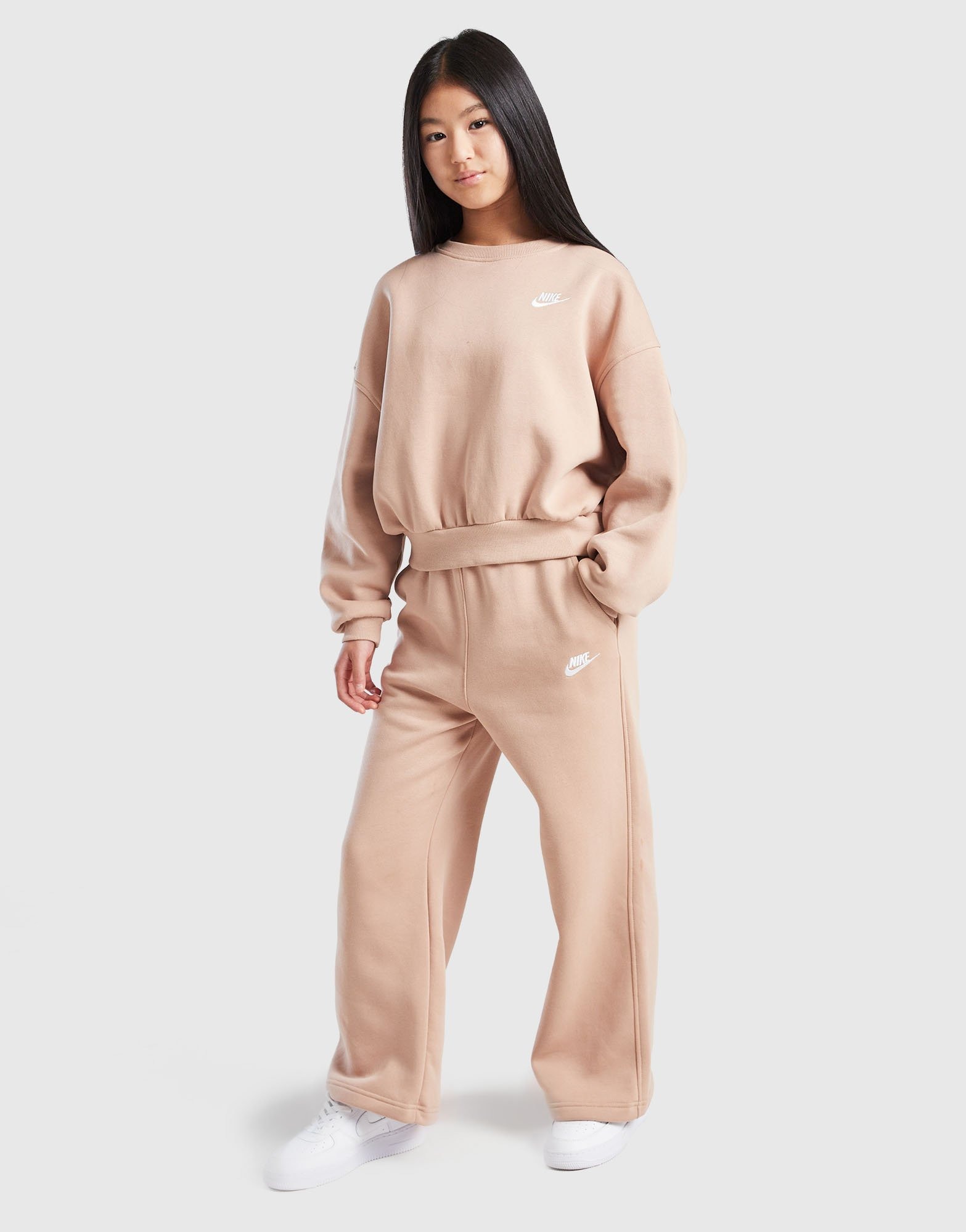 Brown Nike Girls' Club Wide Leg Joggers Junior | JD Sports UK