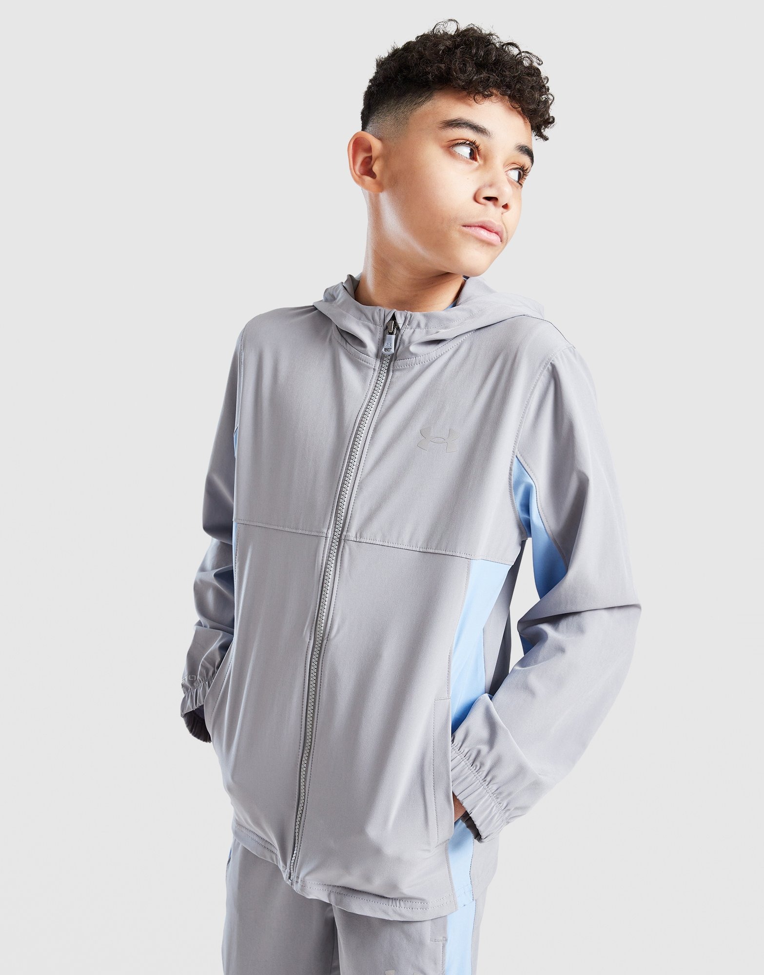 Grey Under Armour Storm Hybrid Full Zip Woven Jacket Junior - JD Sports ...