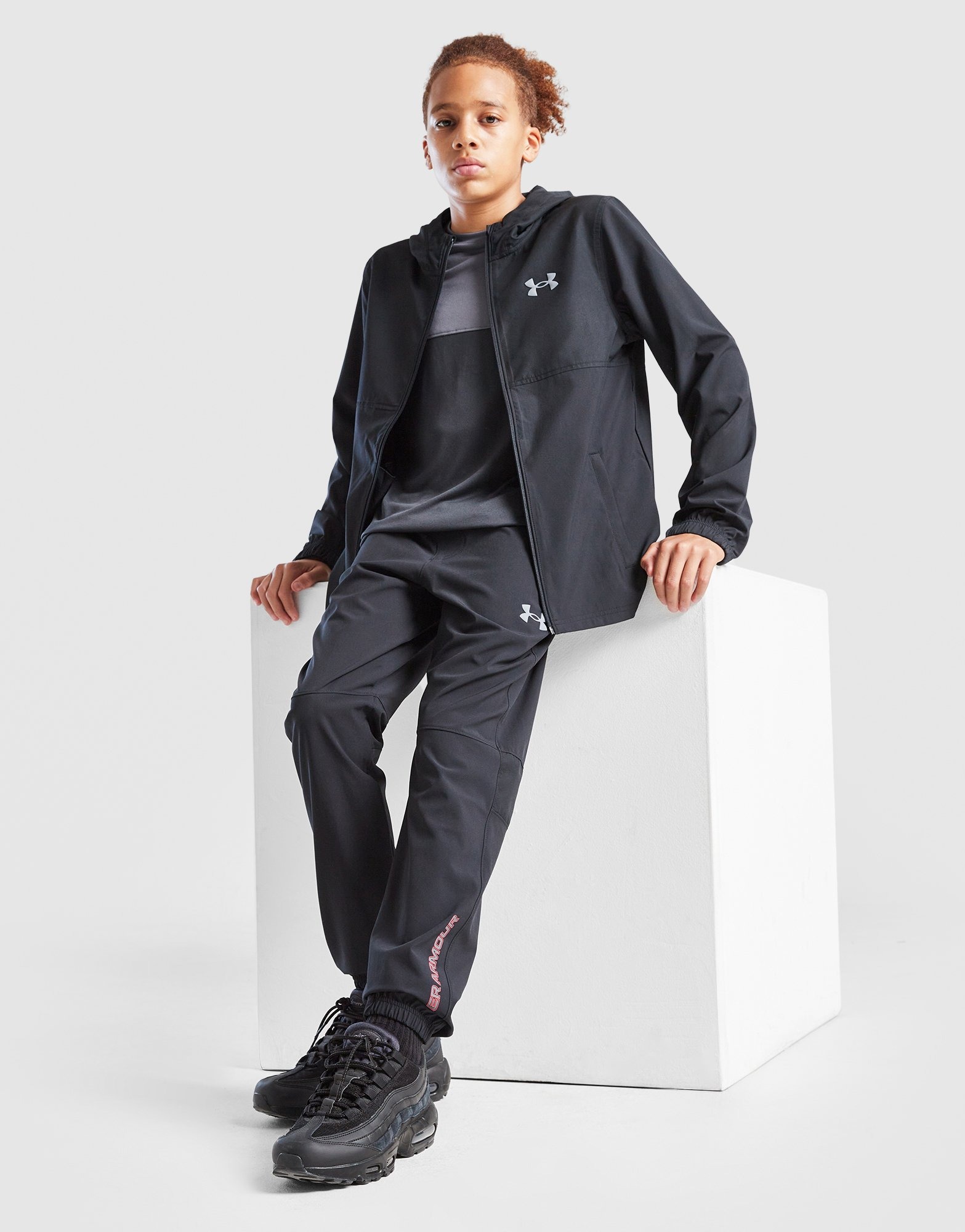Black Under Armour Woven Wordmark Track Pants Junior - JD Sports Australia