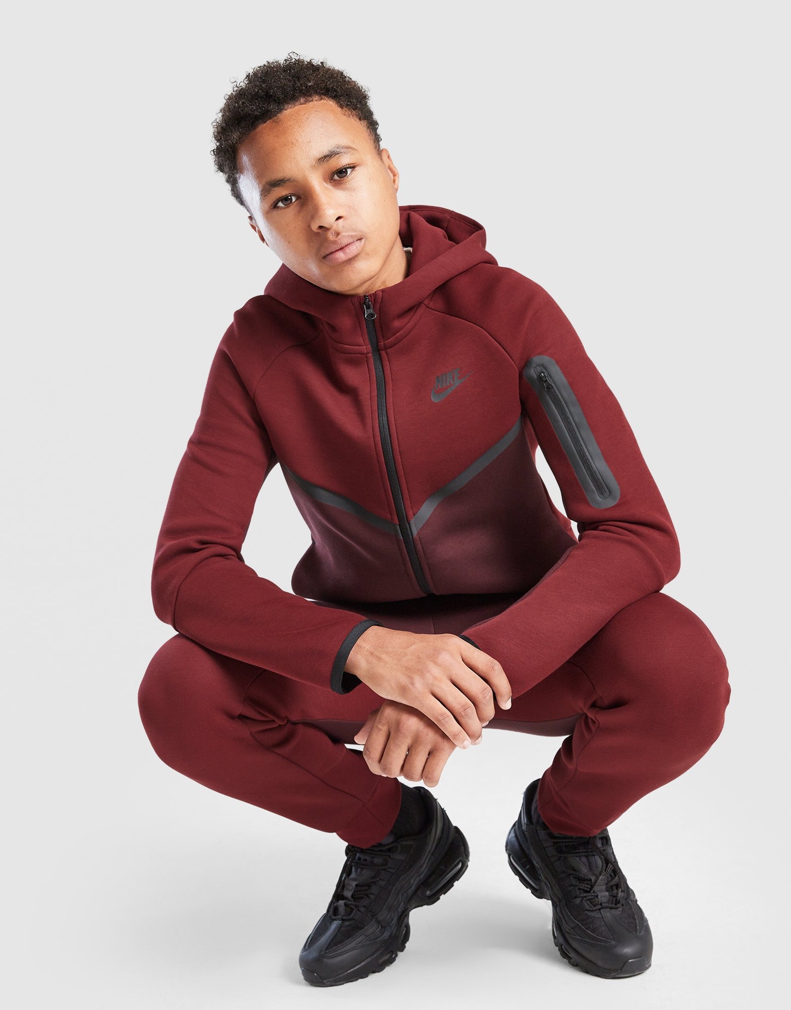 Red Nike Tech Fleece Full Zip Hoodie Junior | JD Sports UK