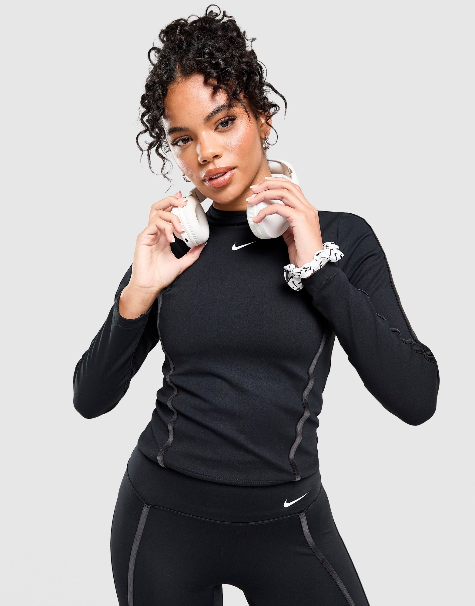 Black Nike Training One Velvet Binding Long Sleeve Top | JD Sports UK