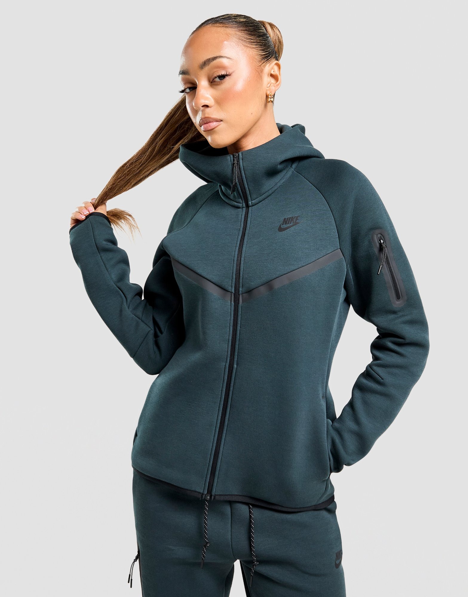 Green Nike Tech Fleece Full Zip Hoodie | JD Sports UK