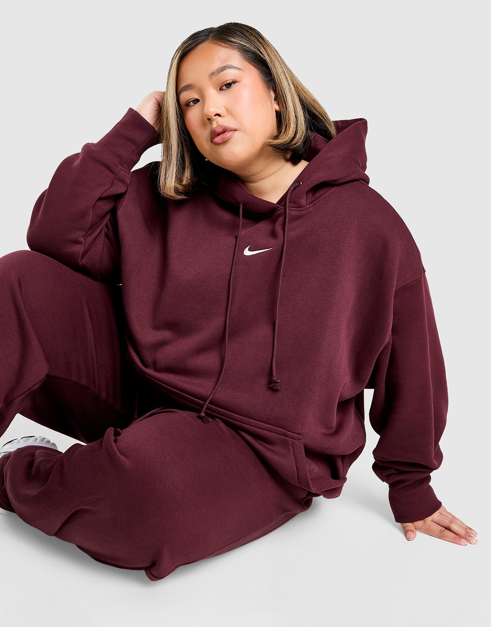 Burgundy Nike Plus Size Phoenix Oversized Overhead Hoodie - JD Sports Ireland