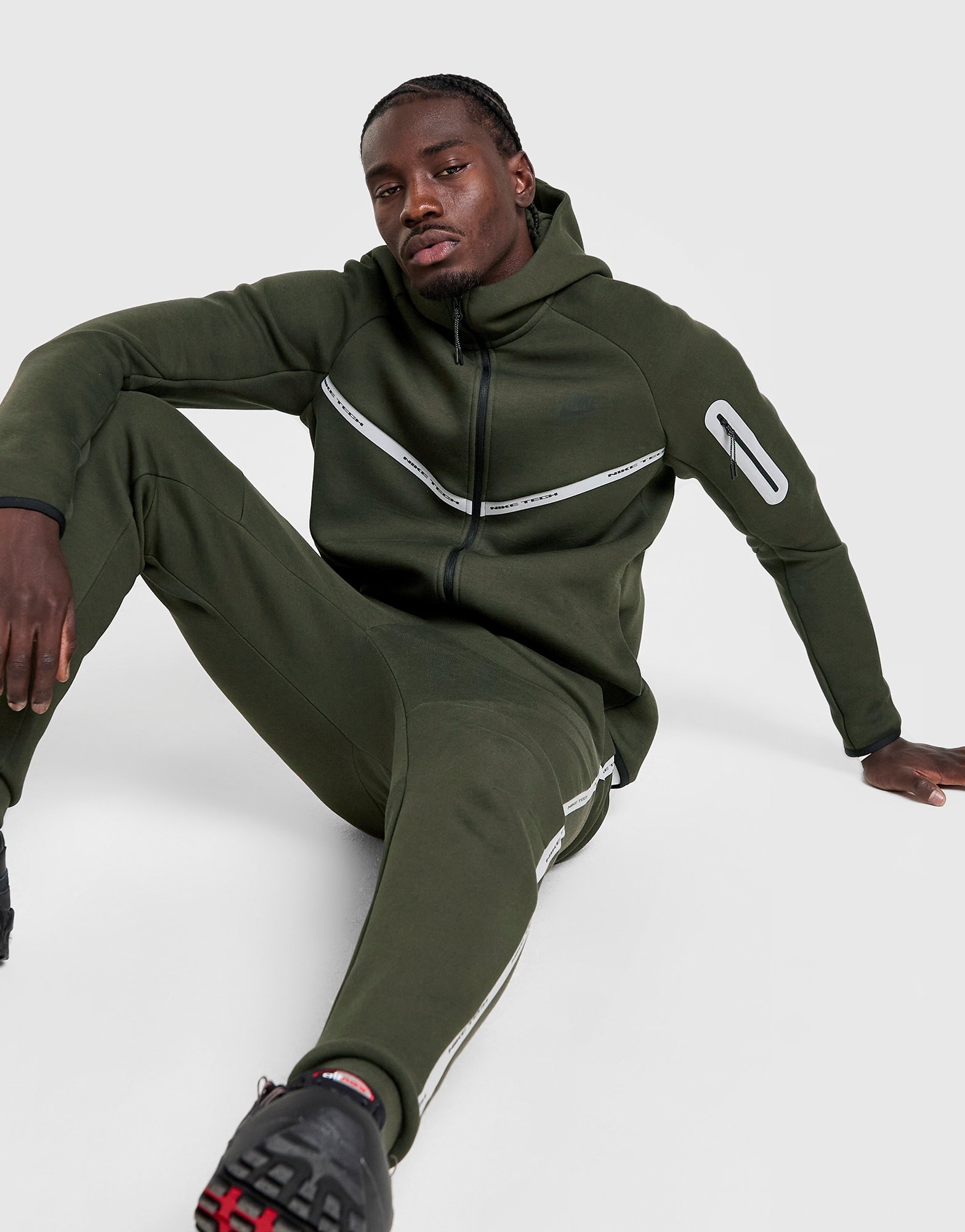 Green Nike Tech Fleece Reflective Full Zip Hoodie - JD Sports Australia
