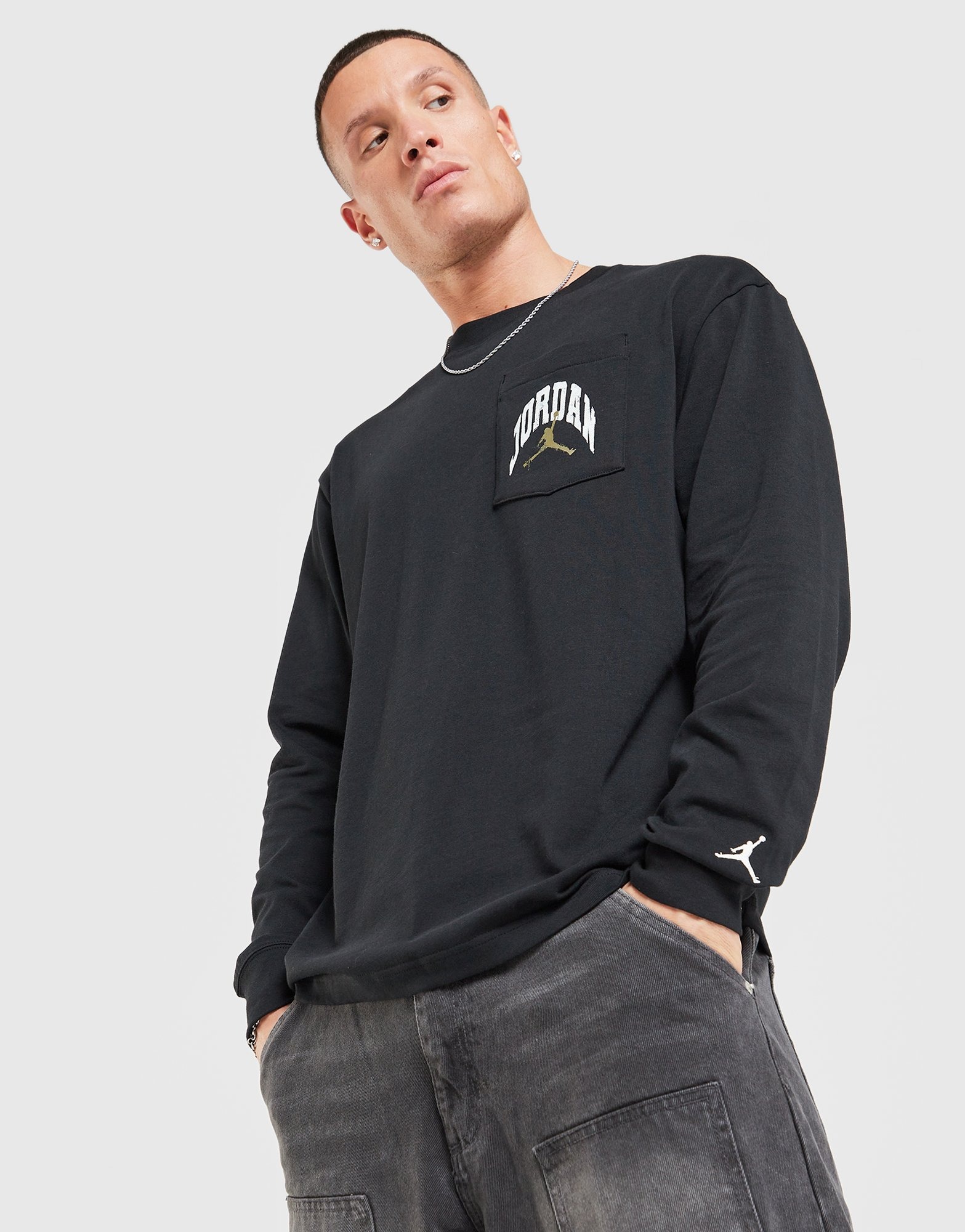 Black Jordan Pocket Long Sleeve T-Shirt - JD Sports NZ