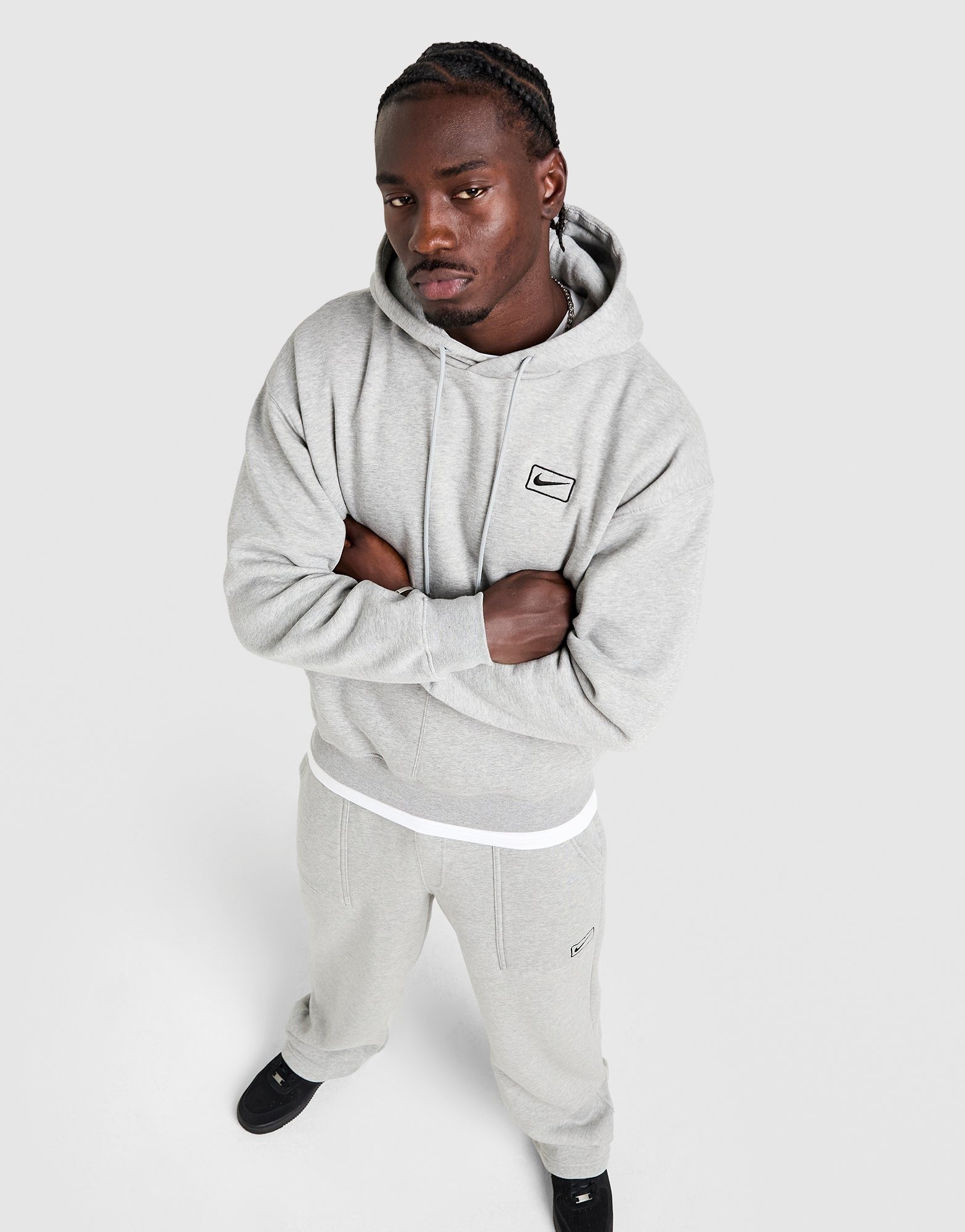 Grey Nike Street Fleece Overhead Hoodie | JD Sports UK