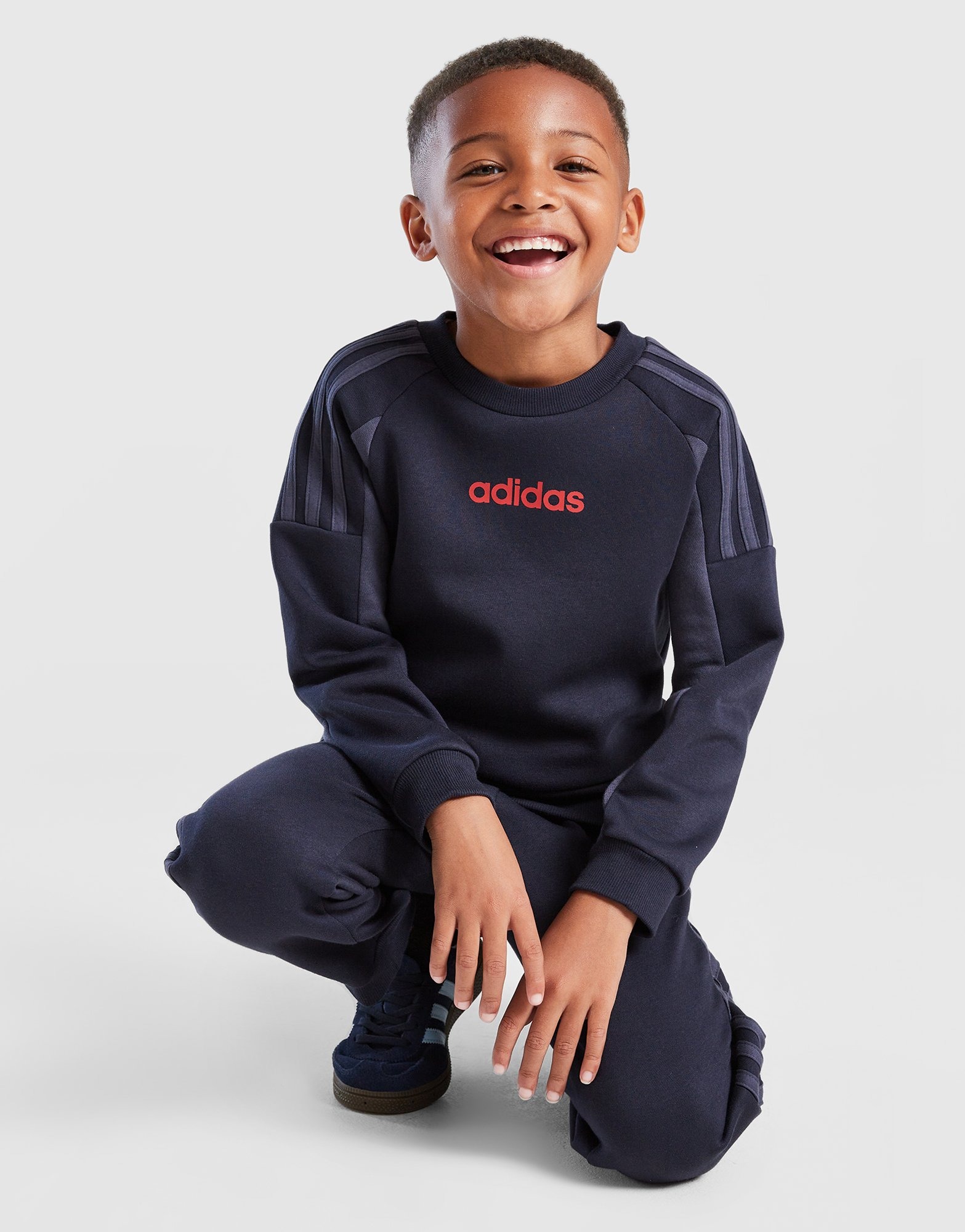 Blue adidas Colour Block Linear Crew Tracksuit Children - JD Sports NZ