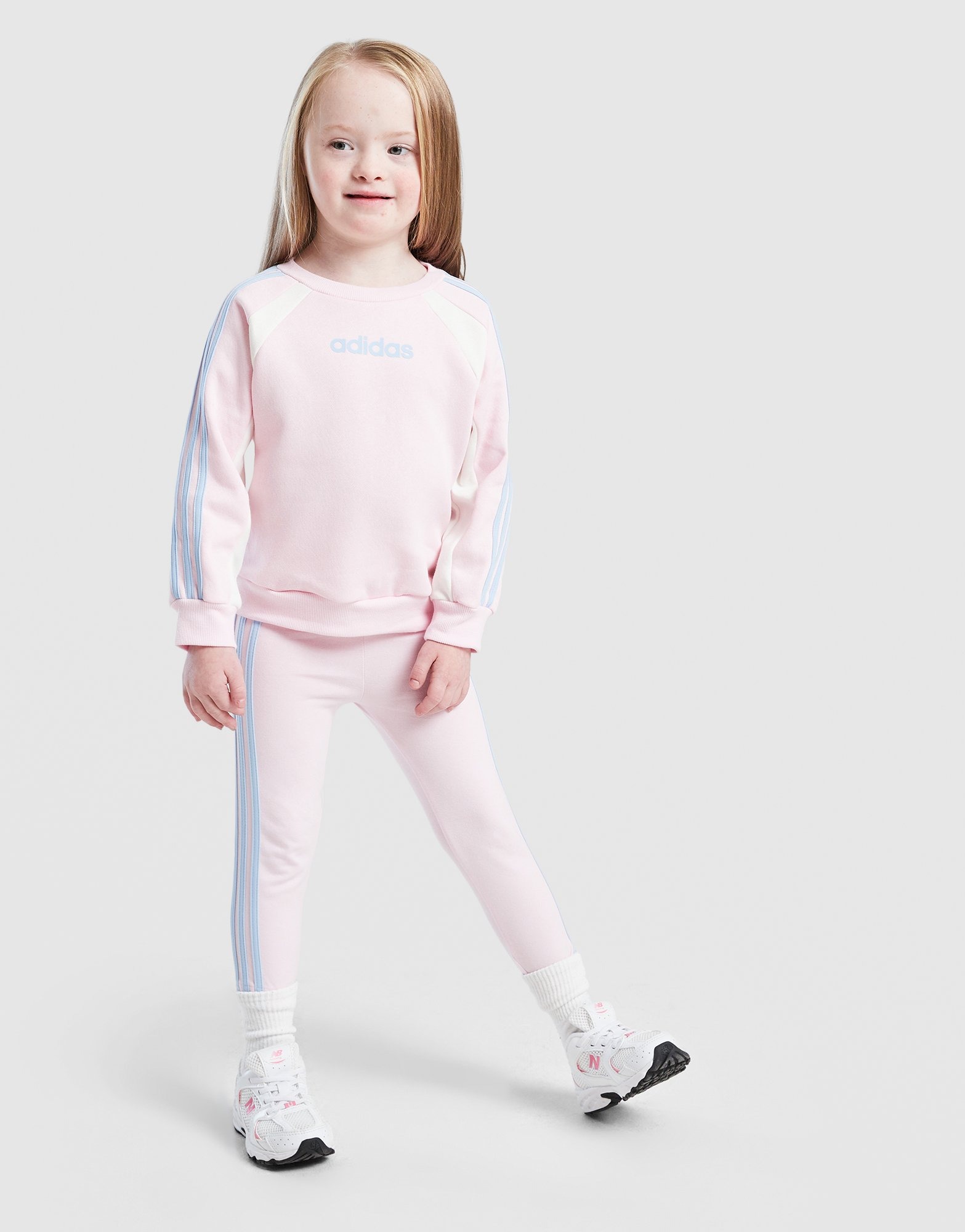 Pink adidas Girls' Colour Block Linear Crew Tracksuit Infant | JD Sports UK
