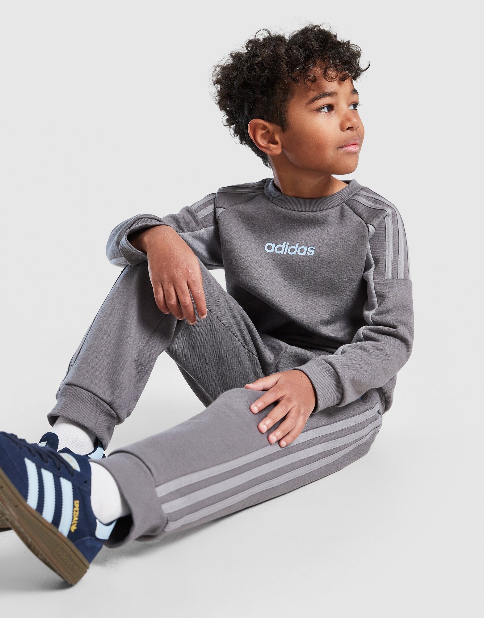 Grey adidas Colour Block Linear Crew Tracksuit Children - JD Sports Global