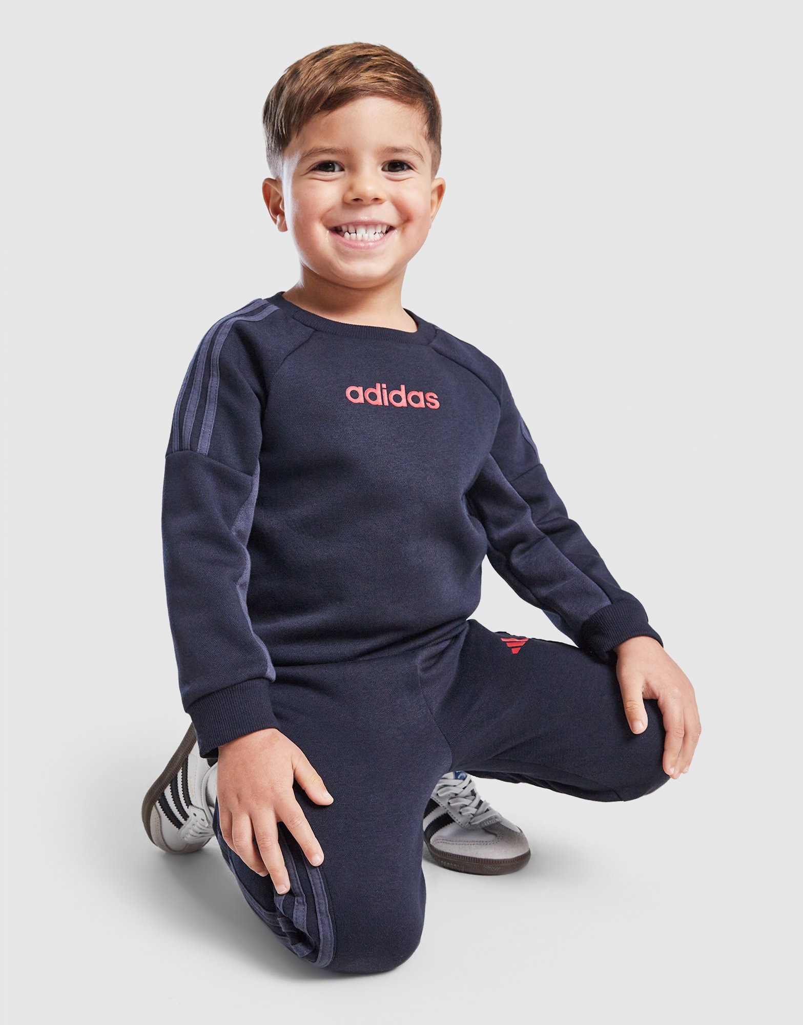 Blue adidas Colour Block Linear Crew Tracksuit Infant - JD Sports België