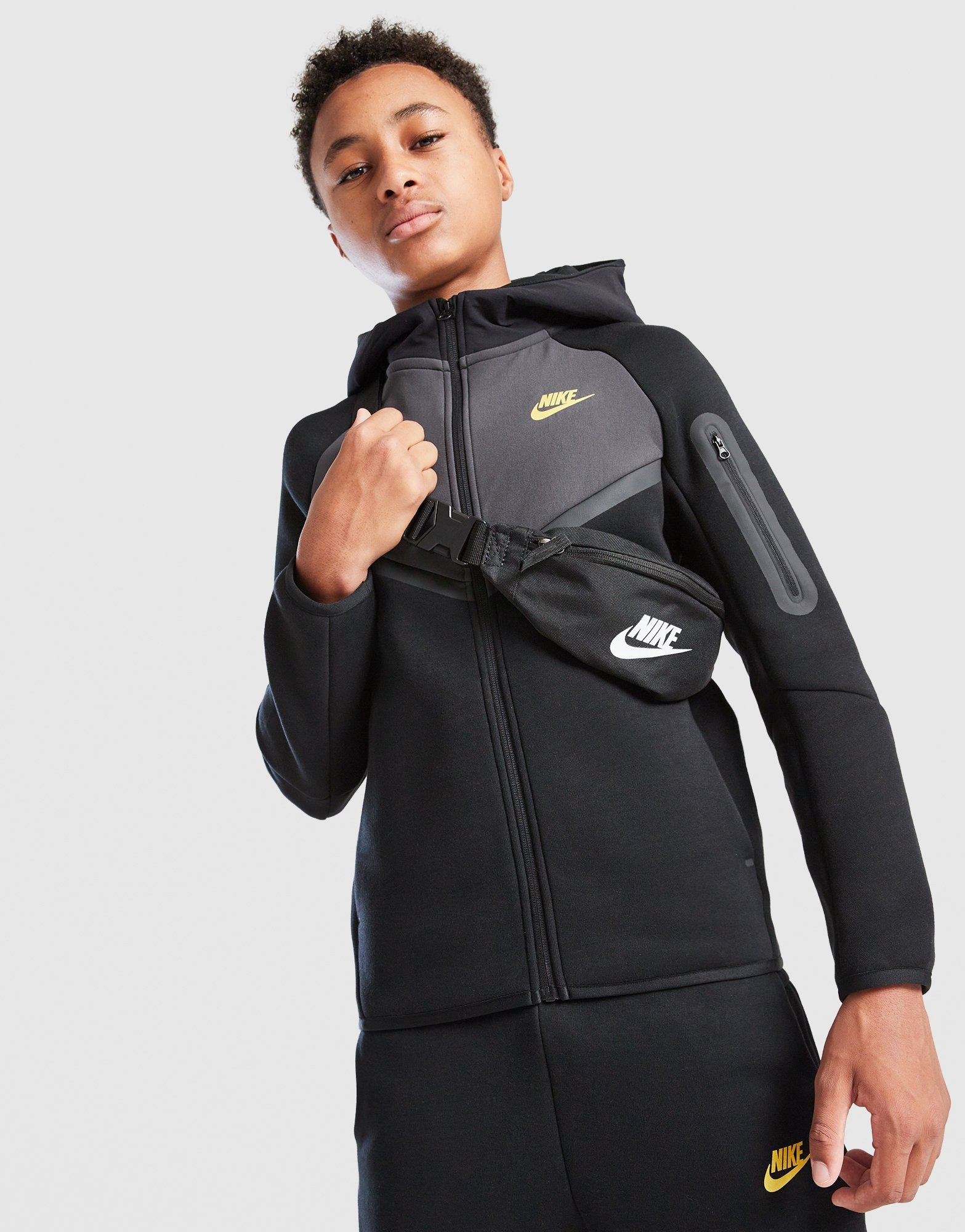 Black Nike Tech Mix Full Zip Hoodie Junior - JD Sports Global