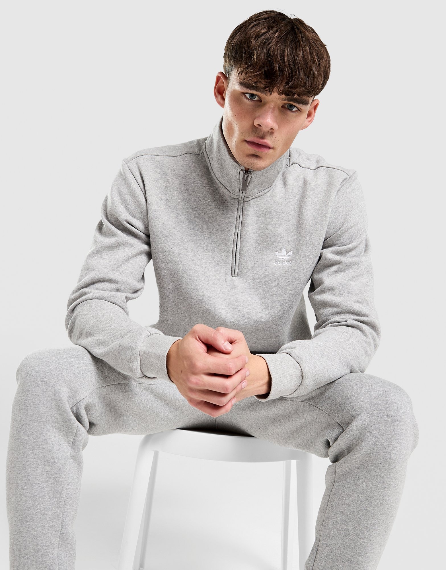 adidas Originals Trefoil Essentials 1/4 Zip Sweatshirt Grau - JD Sports Deutschland