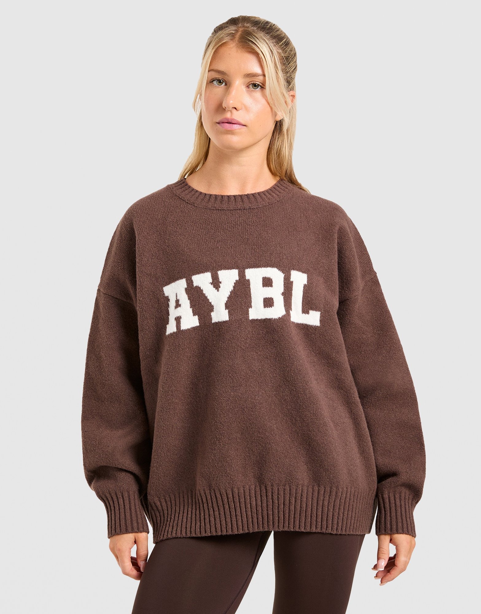 Brown AYBL Varsity Knitted Crew Sweatshirt | JD Sports UK