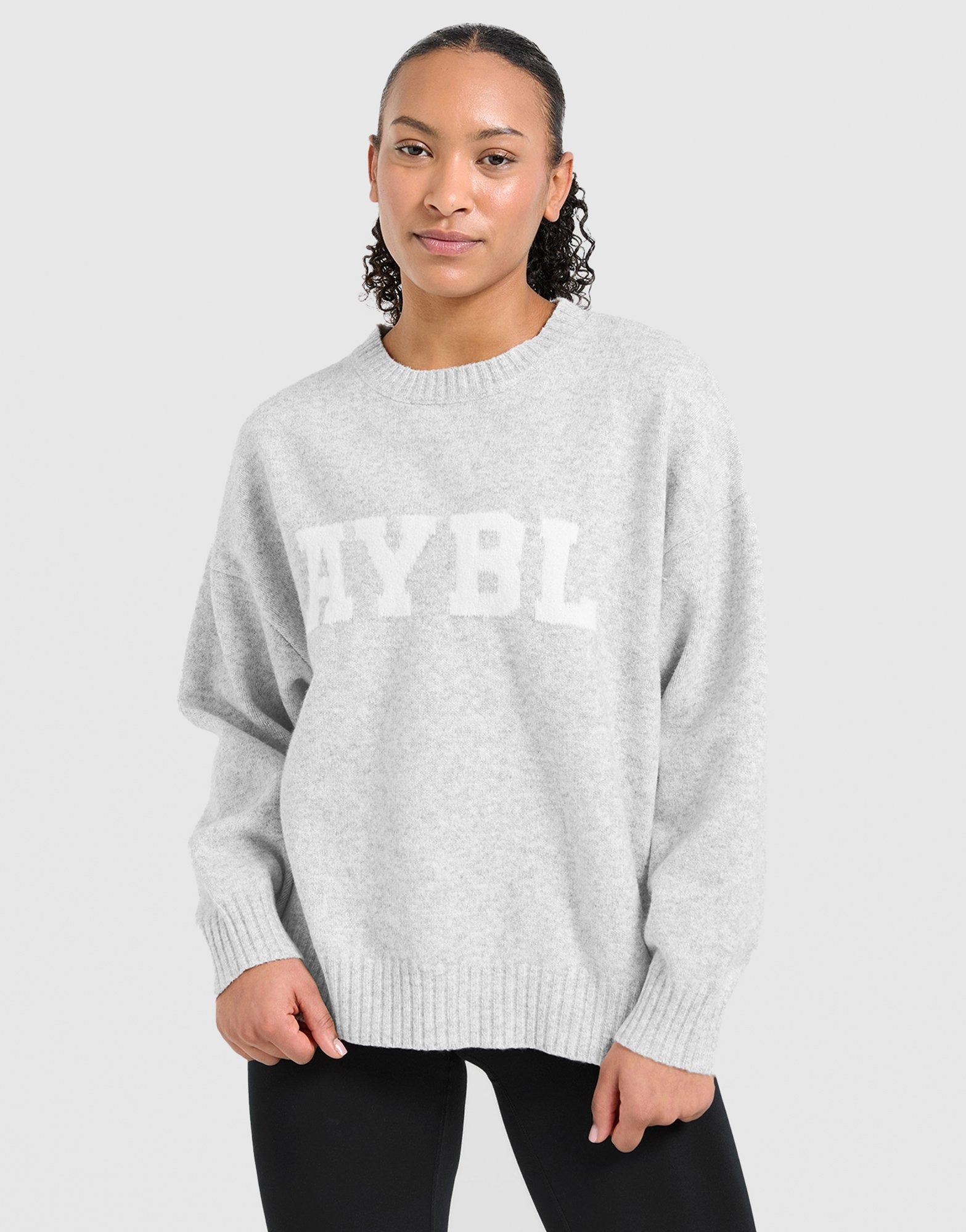 Grey AYBL Varsity Knitted Crew Sweatshirt - JD Sports NZ