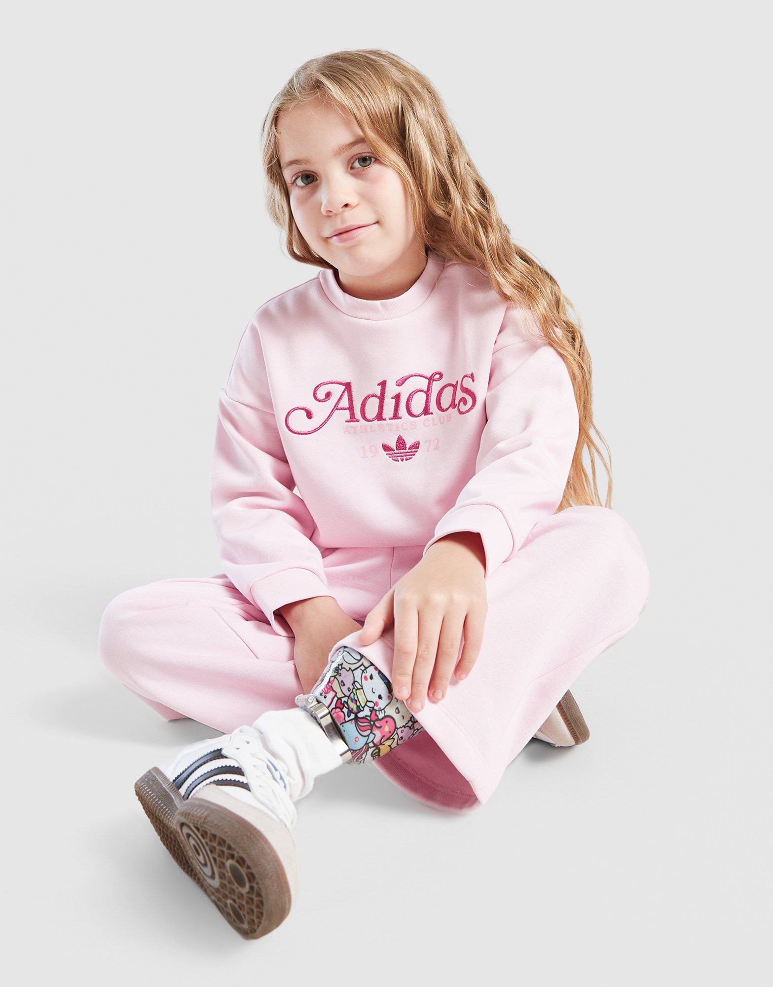 Pink adidas Originals Girls' Varsity Crew Tracksuit Children - JD ...