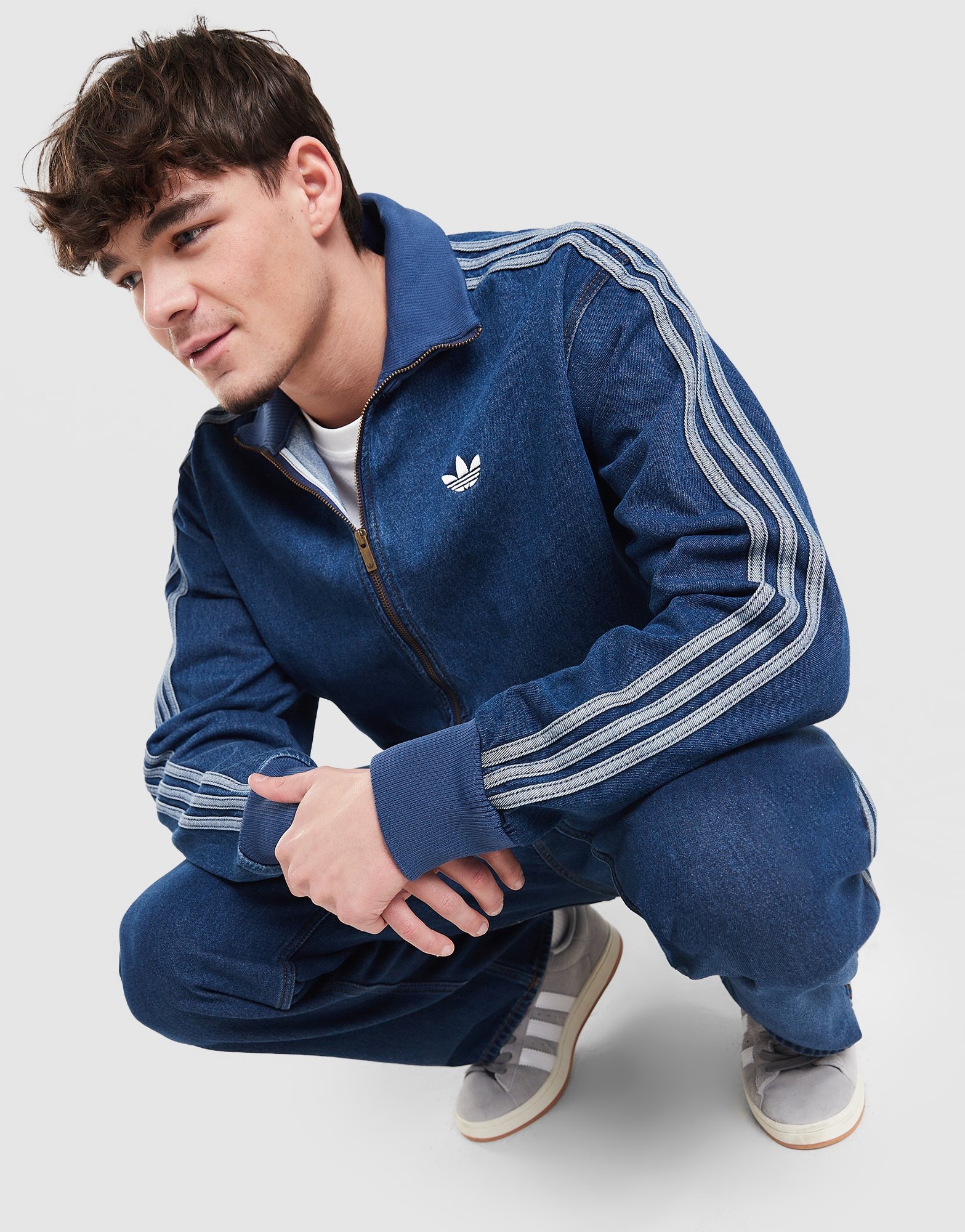 Blue adidas Originals Firebird Denim Track Top - JD Sports Ireland