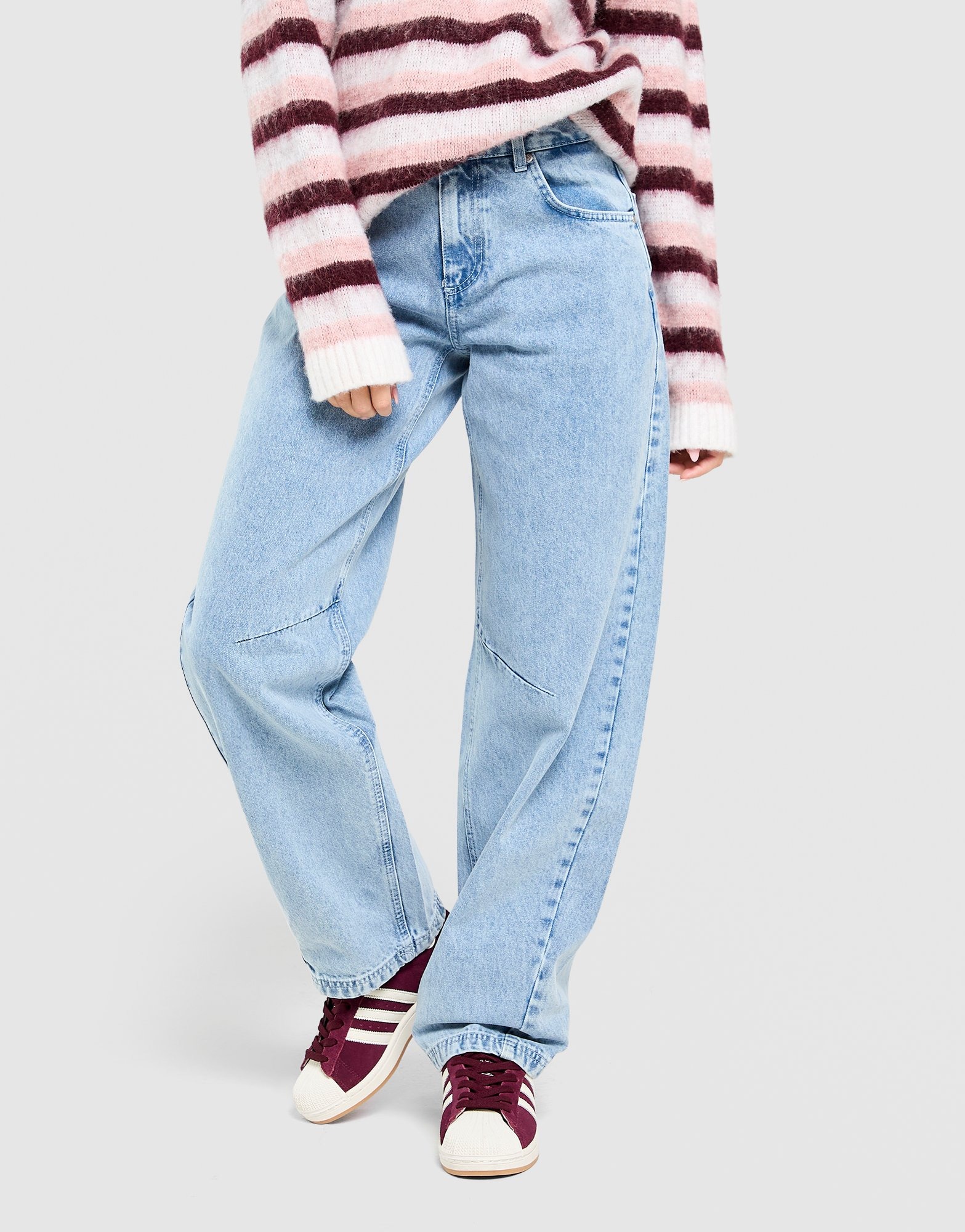 Blue Unlike Humans Mid-Rise Barrel Jeans - JD Sports Australia