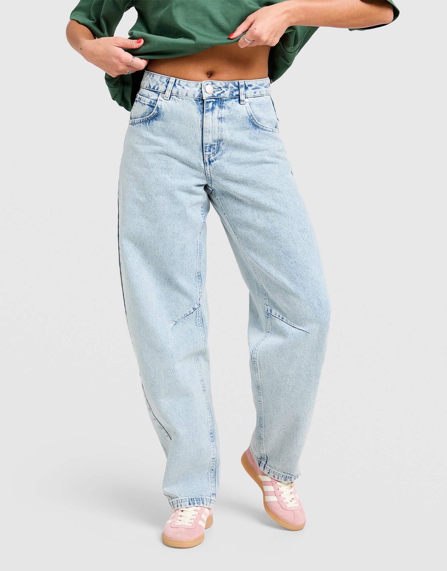 Blue Unlike Humans Mid-Rise Barrel Jeans - JD Sports Australia
