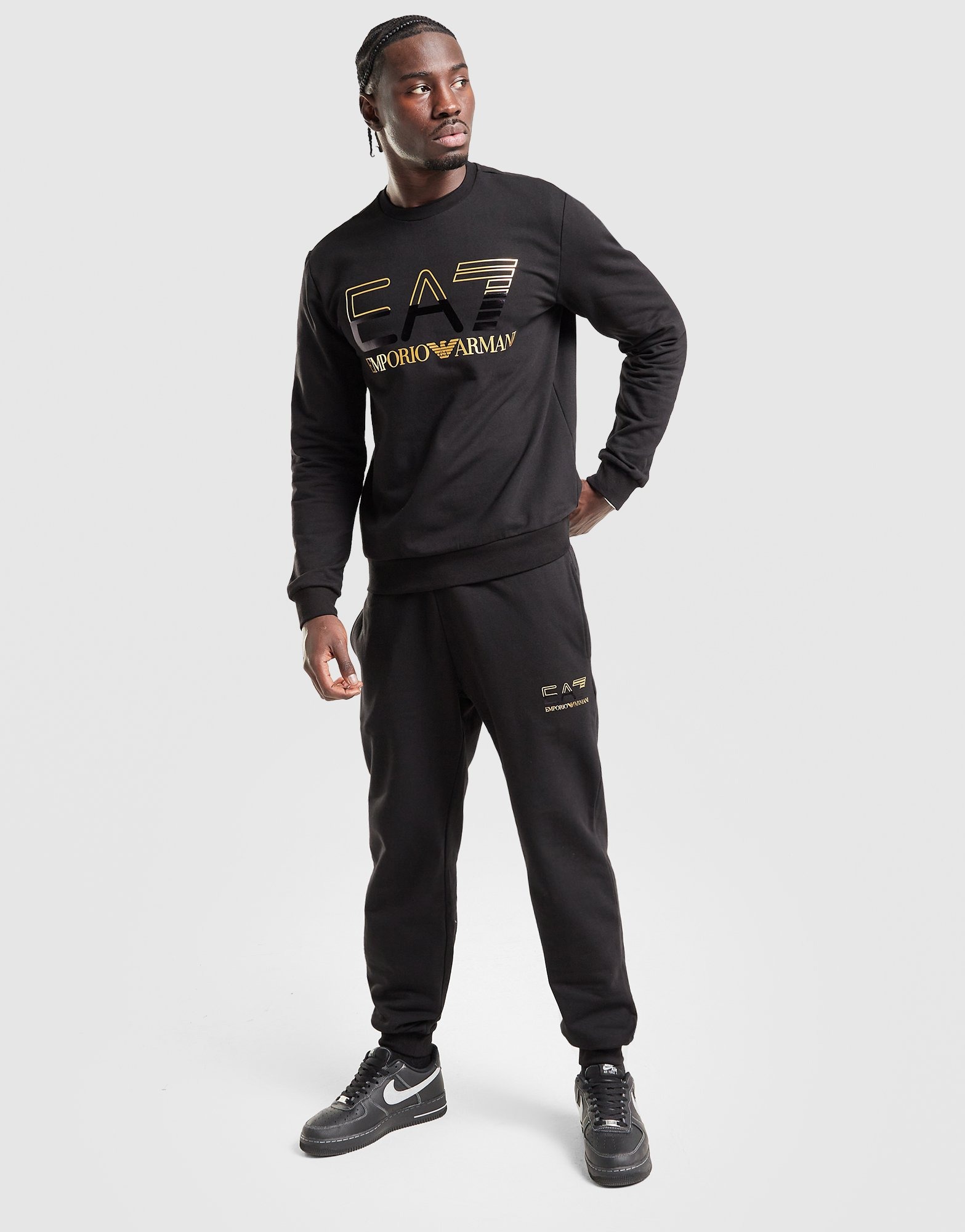 Zwart EA7 Emporio Armani Large Logo Crew Tracksuit - JD Sports Nederland