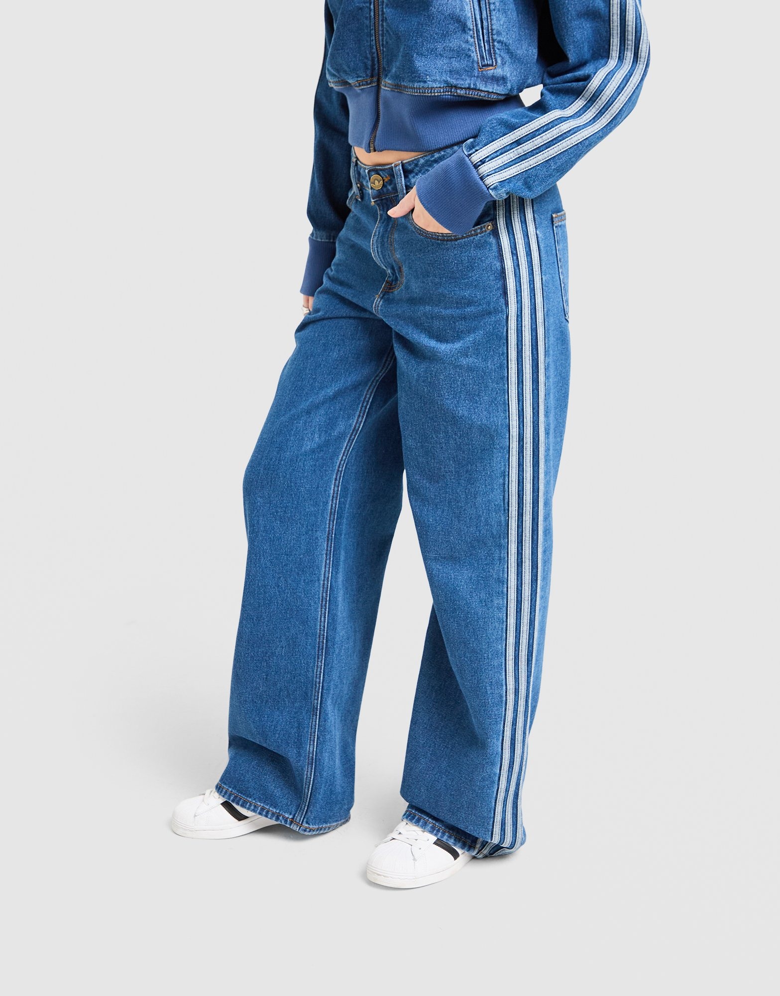 Blue adidas Originals Denim Firebird Track Pants - JD Sports NZ