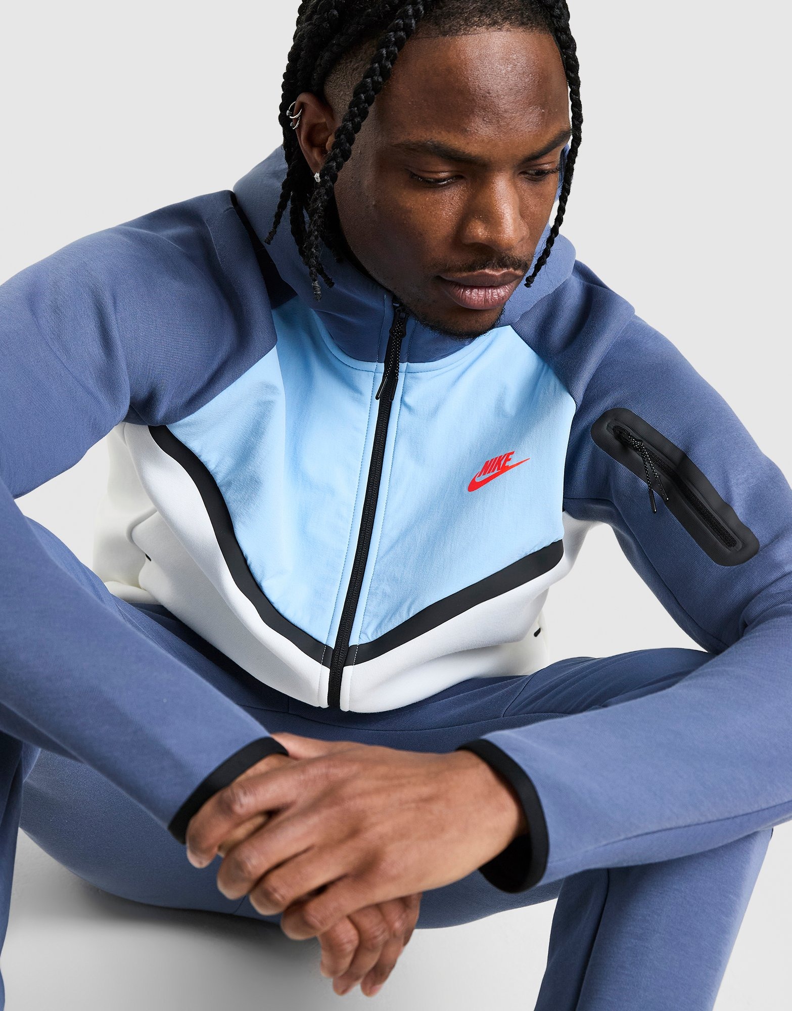 White Nike Tech Mix Full Zip Hoodie | JD Sports UK