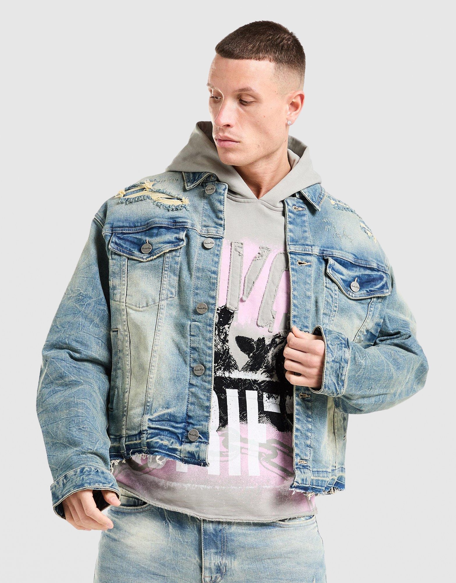 Smoke Rise Veste en jean oversize Bleu- JD Sports France